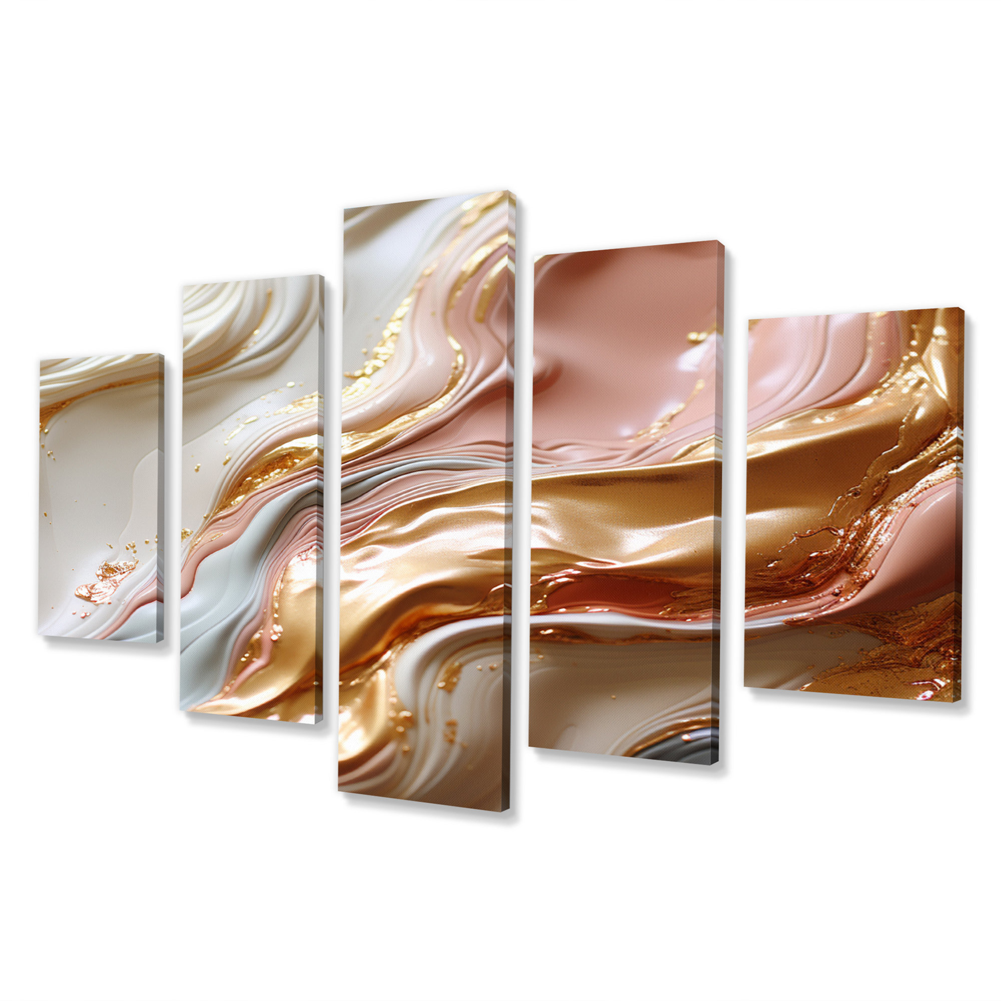 Ivy Bronx Subtle Serenity Liquid Art Gold Waves II - Abstract Shapes ...