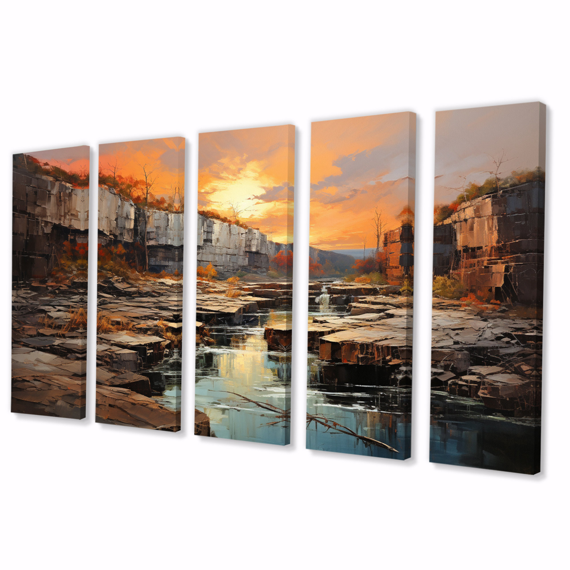 Design Art Neveda Canyon Scenery II - Landscapes Canvas Print - 5 Equal ...