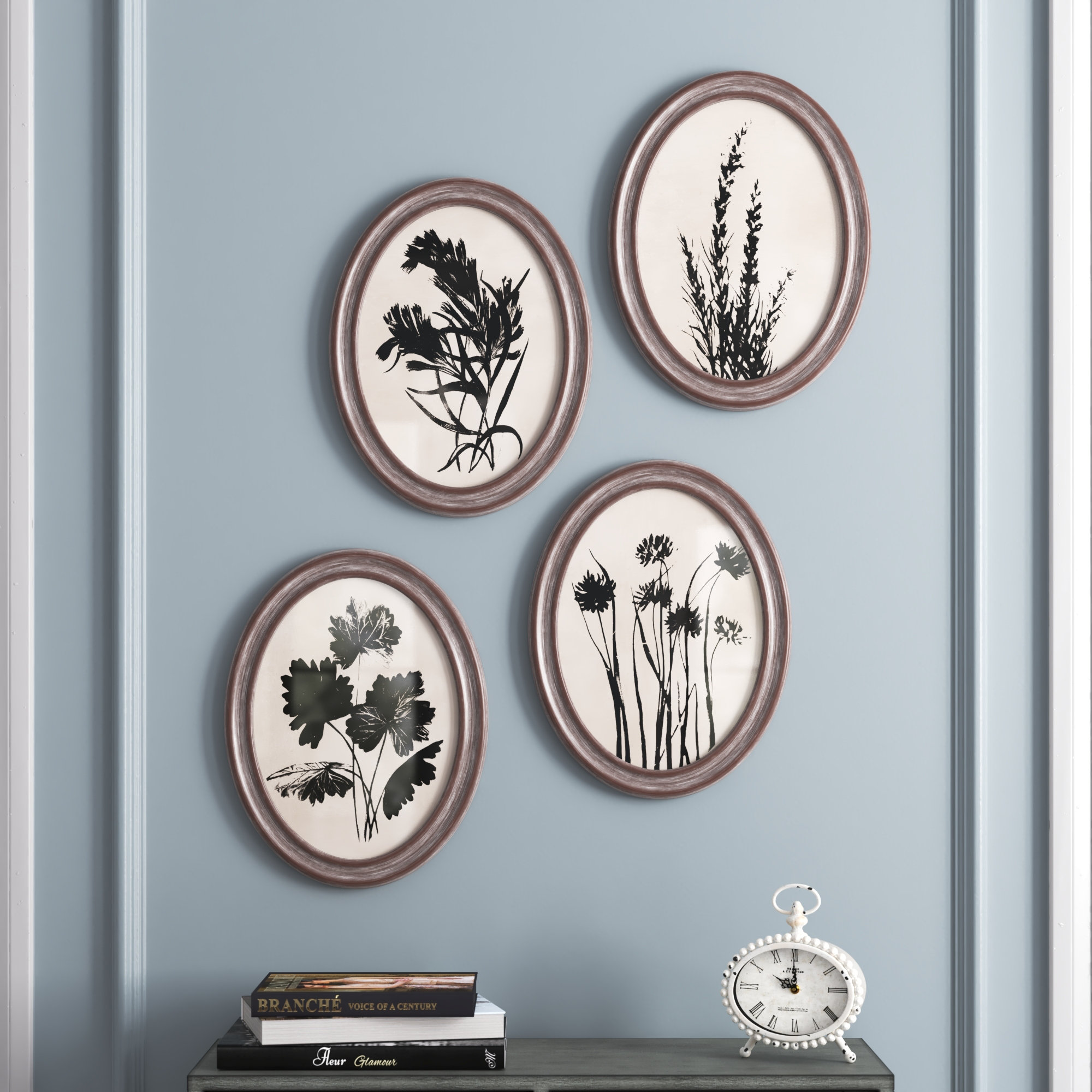 Kelly Clarkson Home Rhoda Oval Botanical Prints Under Glass - 4 Piece ...