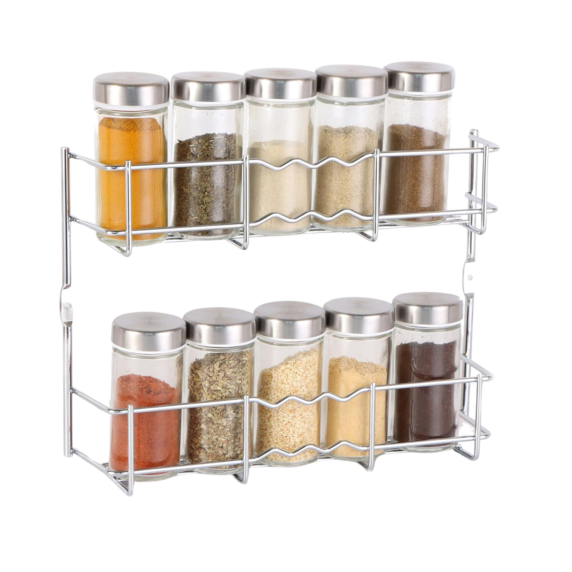 Buckingham 2 Tier Spice Rack Chrome Wall Mounted Cupboard Organiser for ...