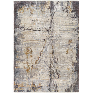17 Stories Capsicum Abstract Brown/Gray Area Rug | Wayfair