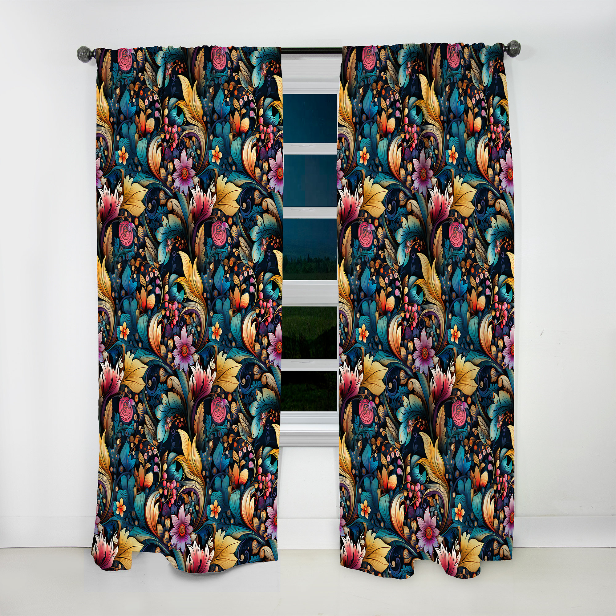 Design Art Bohemian Rhapsody Paisley Pattern III - Floral Curtain ...