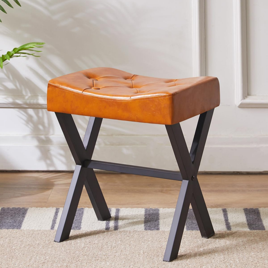 Lark Manor™ U-Shaped PU Vanity Stool, Square Makeup Chair With X-Leg ...