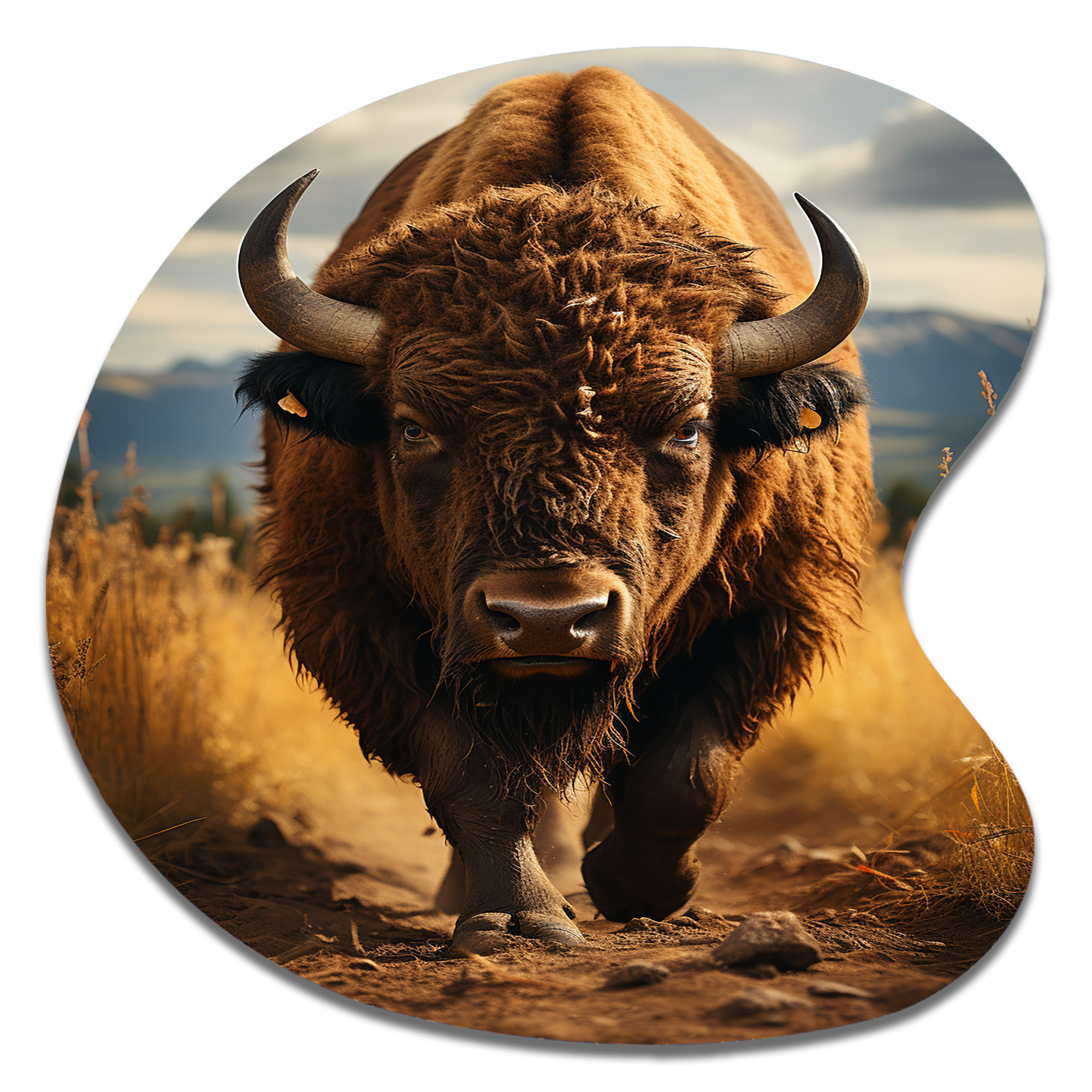 Design Art Bison Portrait II - Bison Drop Shape Metal Wall Sculpture ...