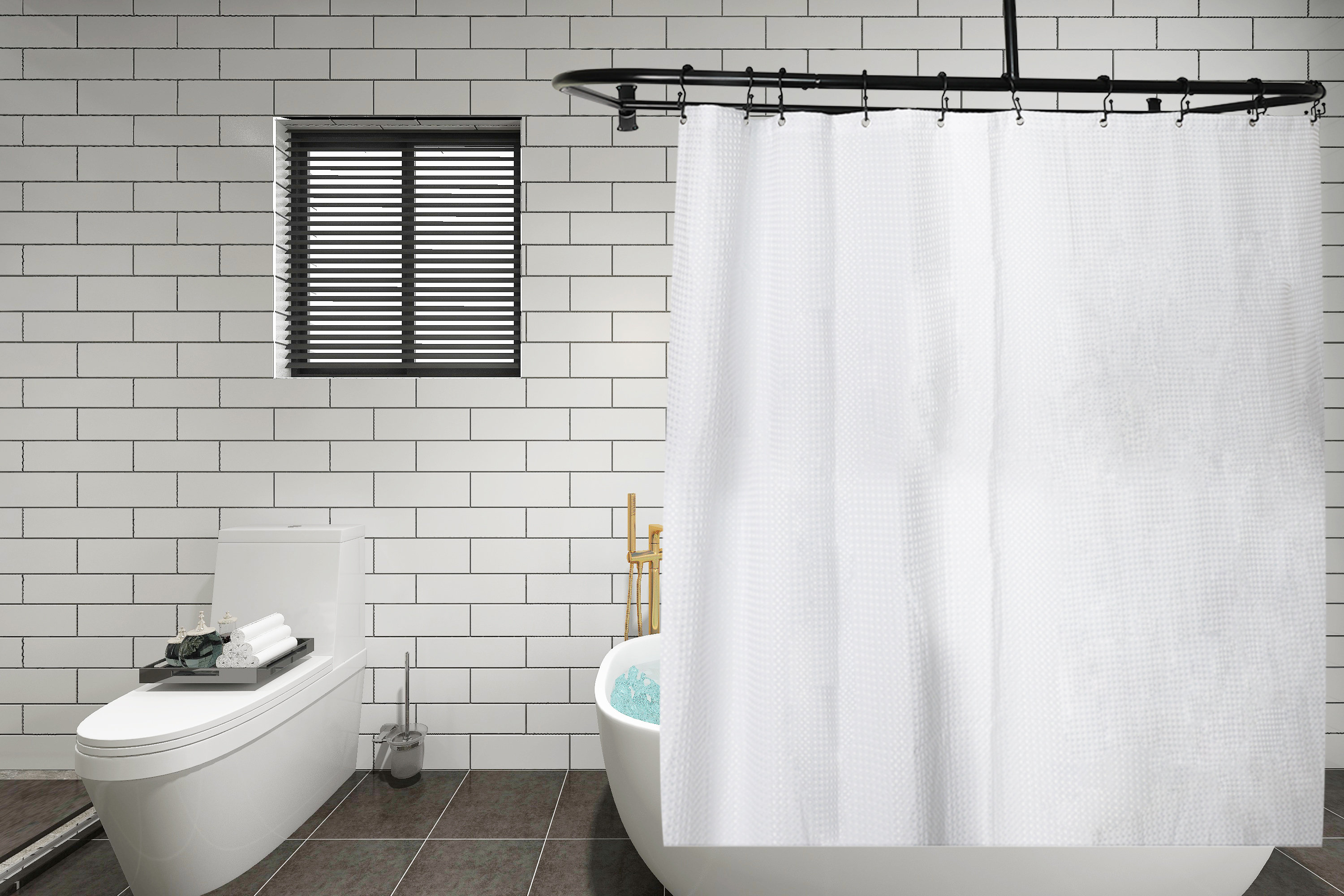 Utopia Alley Aluminum 61" D-Shape Fixed Shower Curtain Rod & Reviews ...
