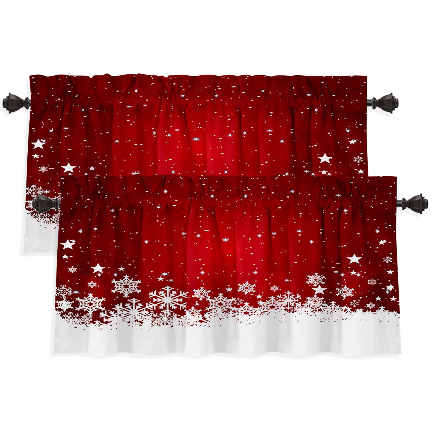 Dakota Fields Red 52"W Abstract Christmas Art Banner Window Valance ...