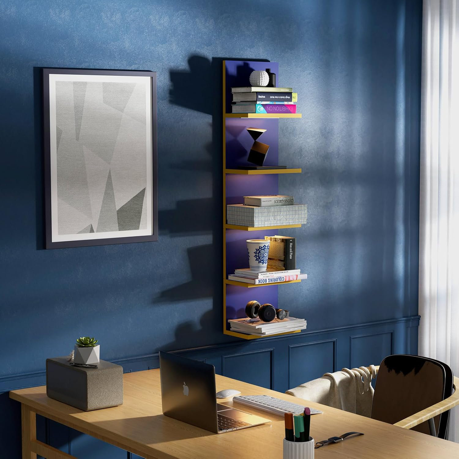 Orren Ellis Vertical Lack Shelf With Light,Modern Column Shelf Floating ...