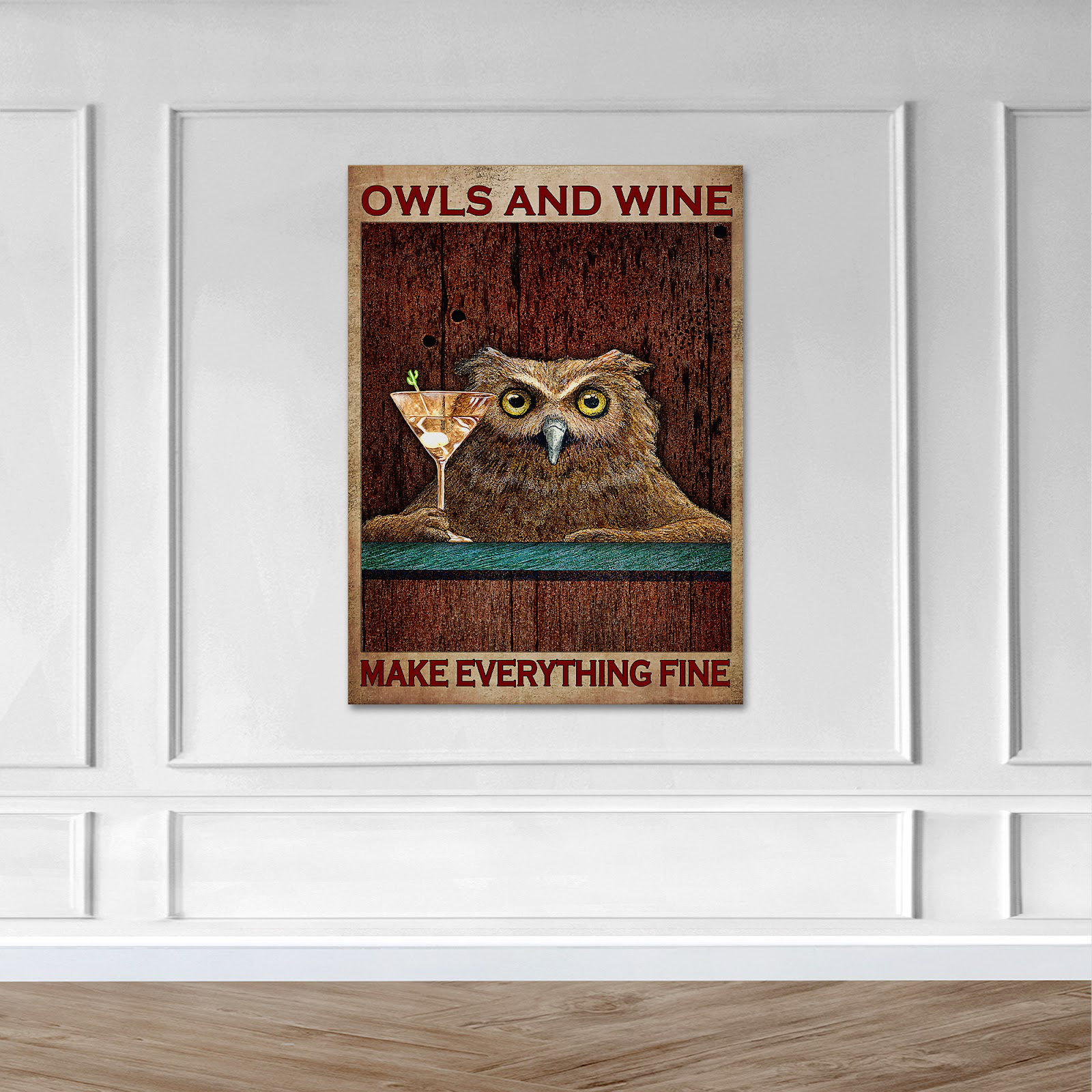 Trinx 32_Owls And Wine Make Everything Fine Gallery Wrapped Canvas ...