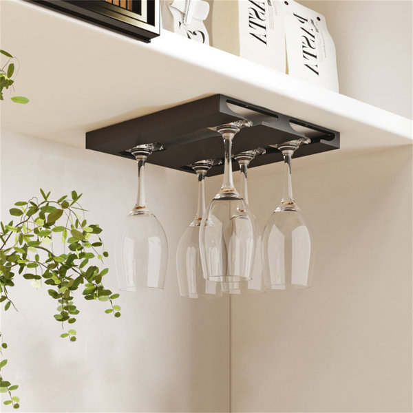 Latitude Run® Nattie Wall Mounted Wine Glass Rack Black | Wayfair