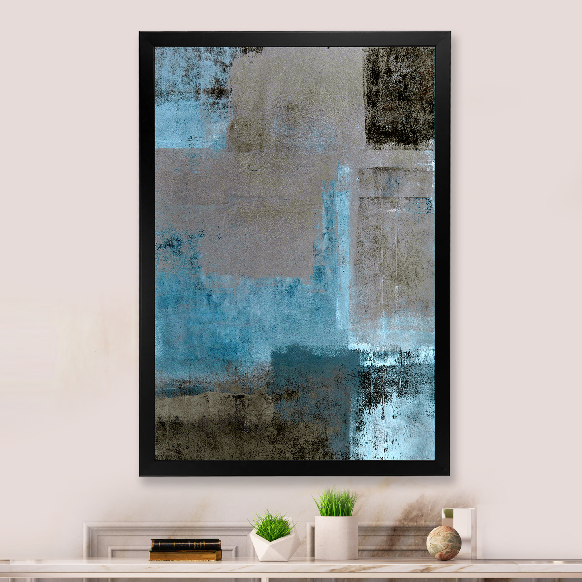 17 Stories Grey And Blue Modern Art II 2FDP47739 | Wayfair