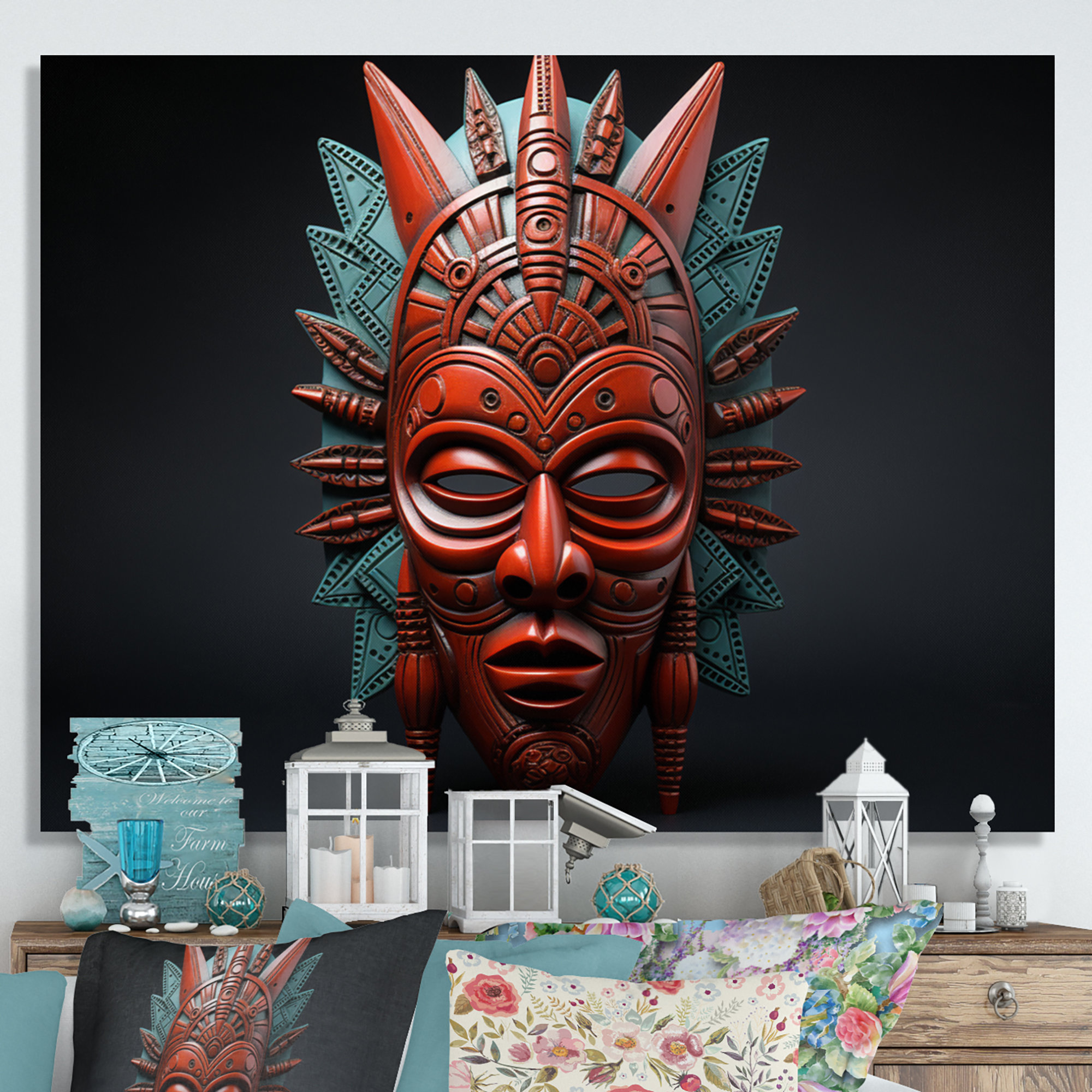 Dakota Fields Cimora African Tribal Makonde Mask II - Print on Canvas ...