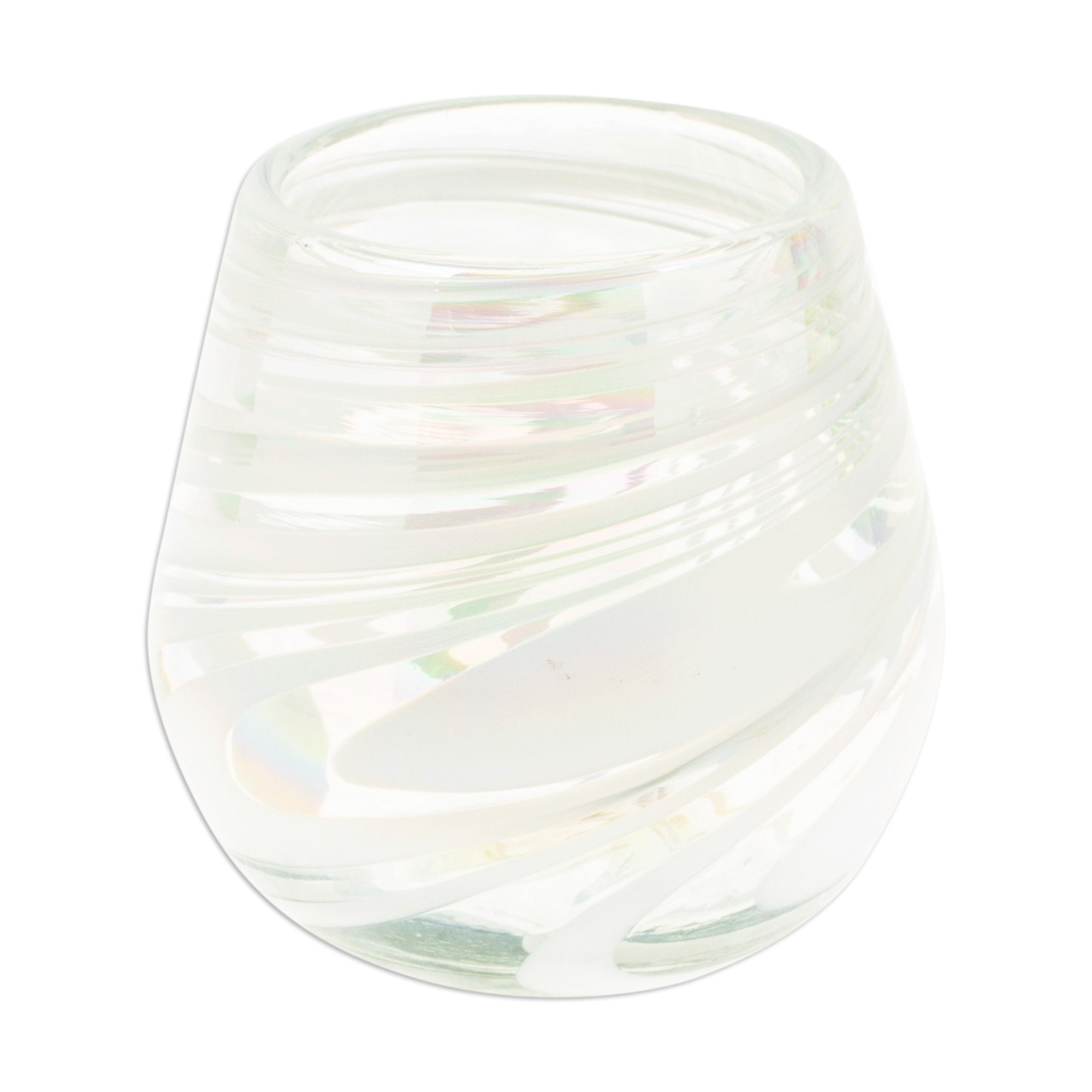 Latitude Run® Handmade White Soirée Handblown Recycled Glass Stemless ...