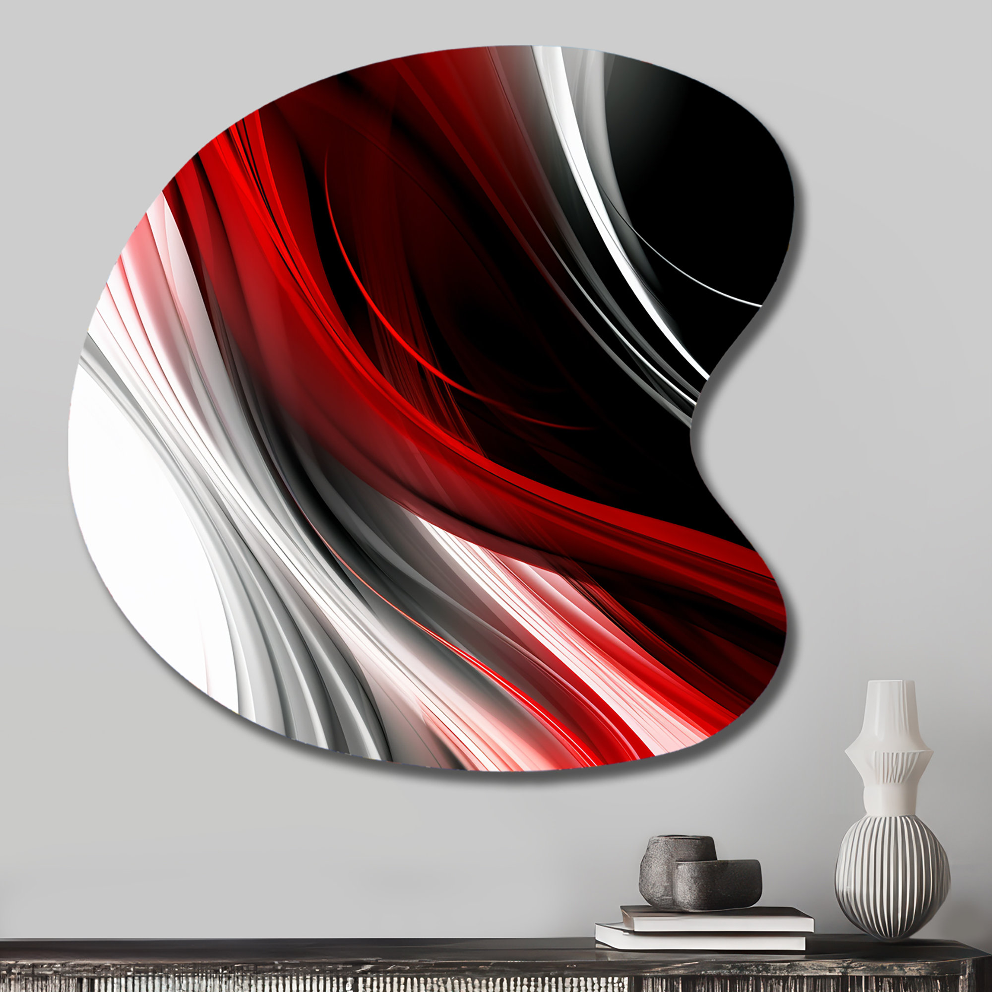 Design Art Red Black Infinite Ripples I - Asymmetrical Abstract Modern ...