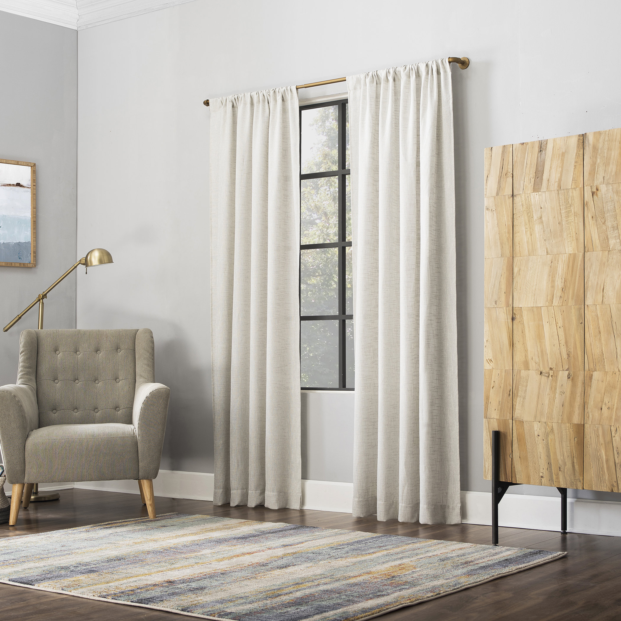 Scott Living Wallis Crosshatch Slub Textured Linen Blend Sheer Rod ...