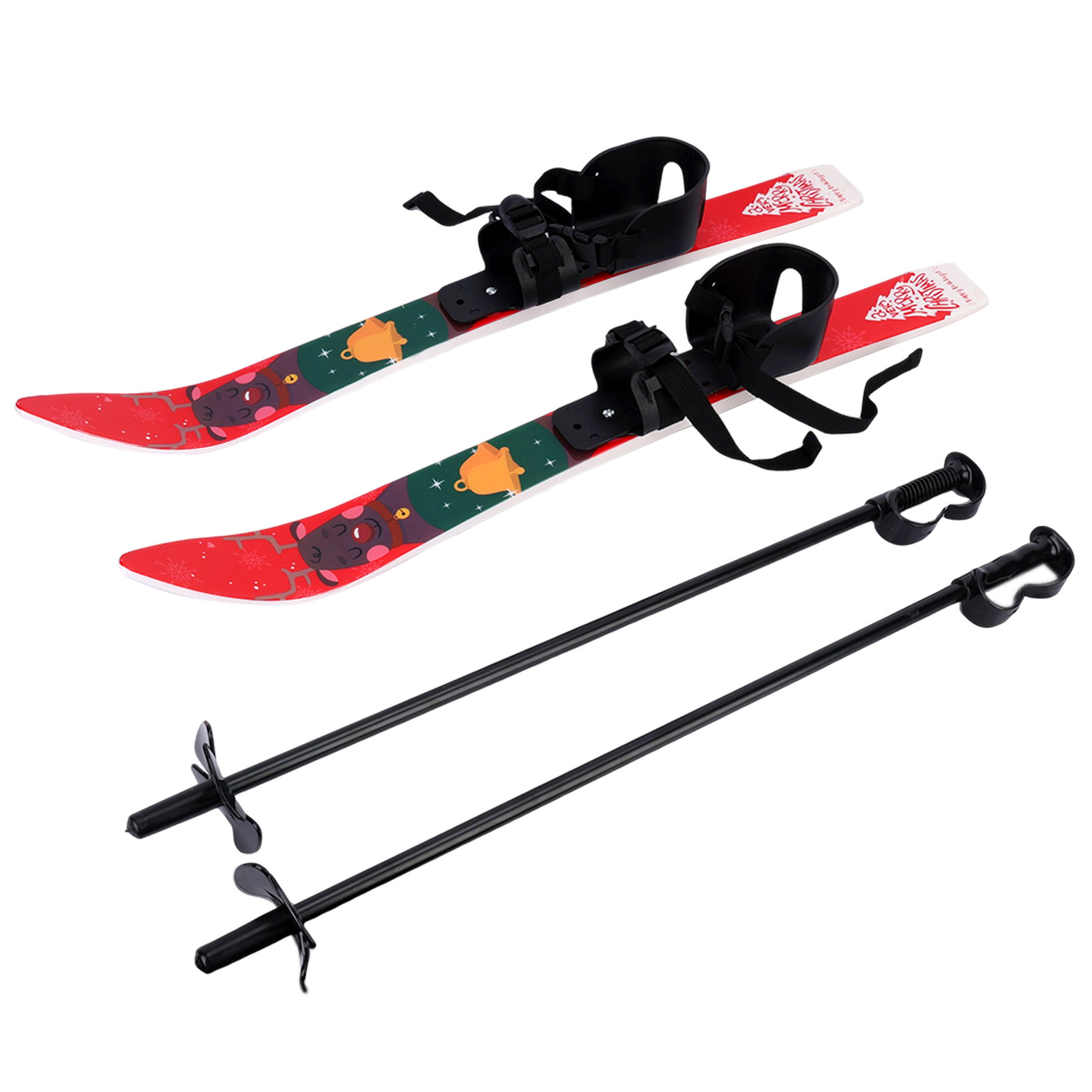 The Holiday Aisle® Kid Beginner Snow Skis and Poles, Low-Resistant Ski ...