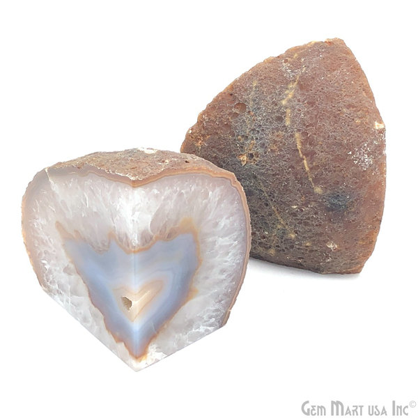 GEMMART USA Natural Geode Bookend, Unique Agate Bookend Pair, Mineral ...