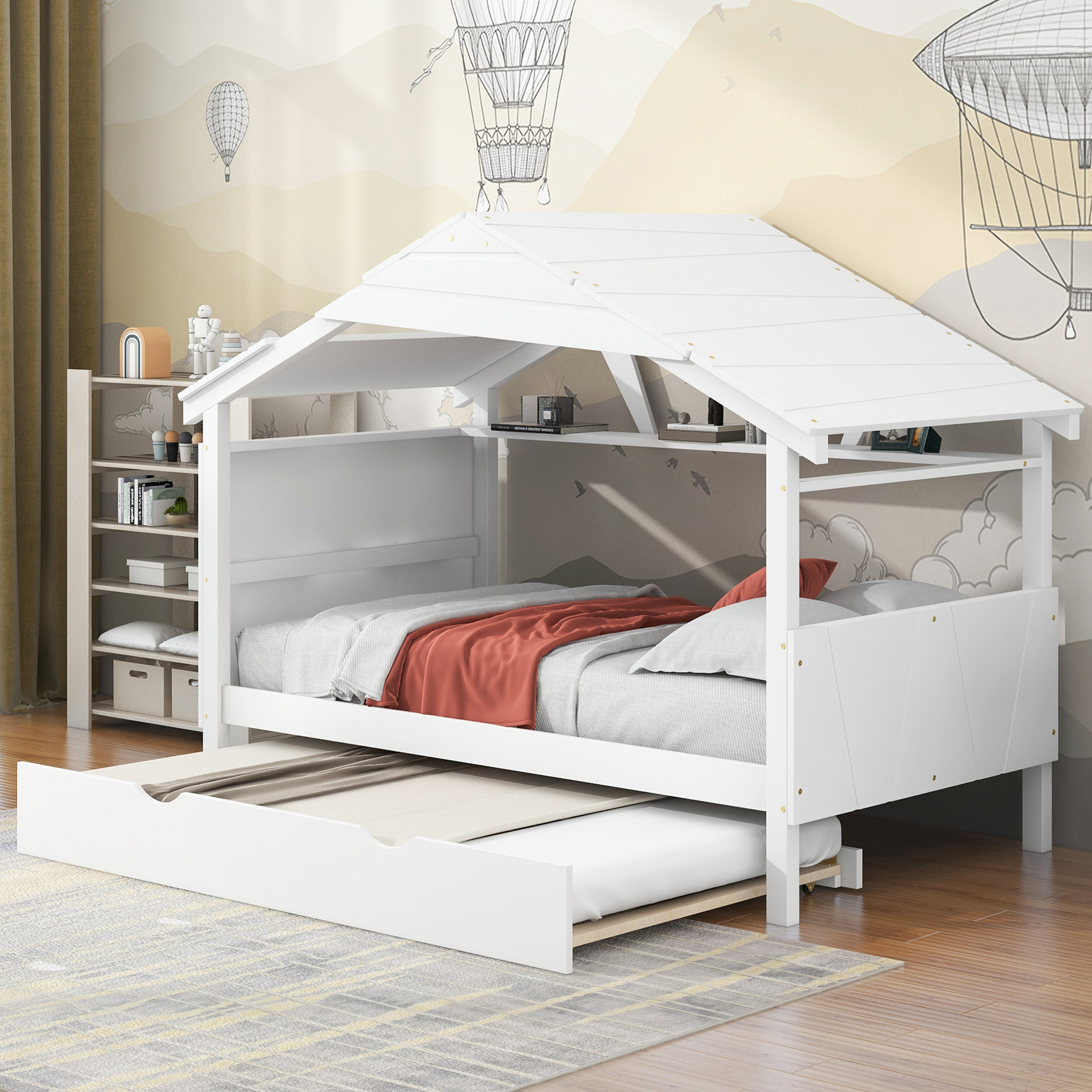 Harper Orchard Wood House Bed With Trundle And Storage For Bedroom ...