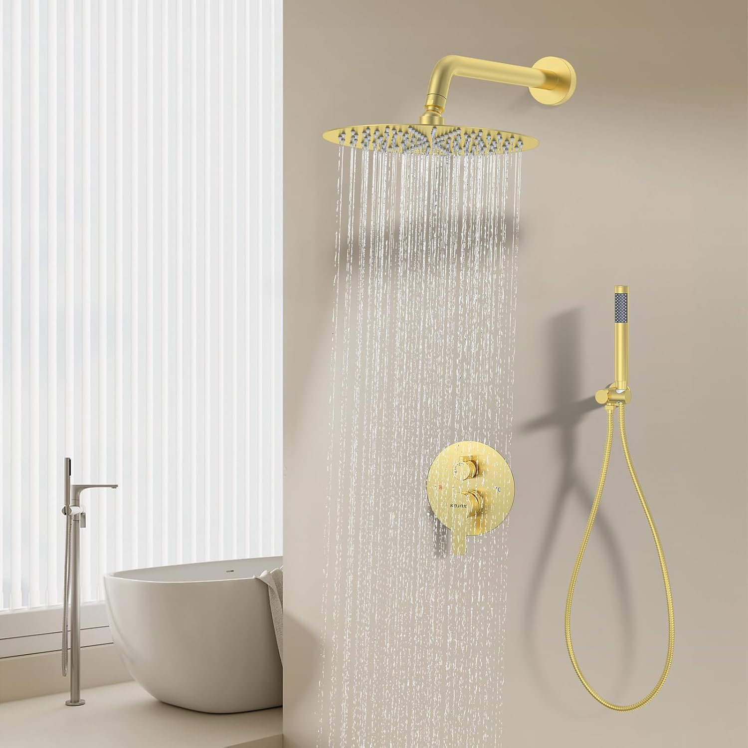 SOLVUR 10 Inch Brushed Gold Shower System With High Pressure Rain ...