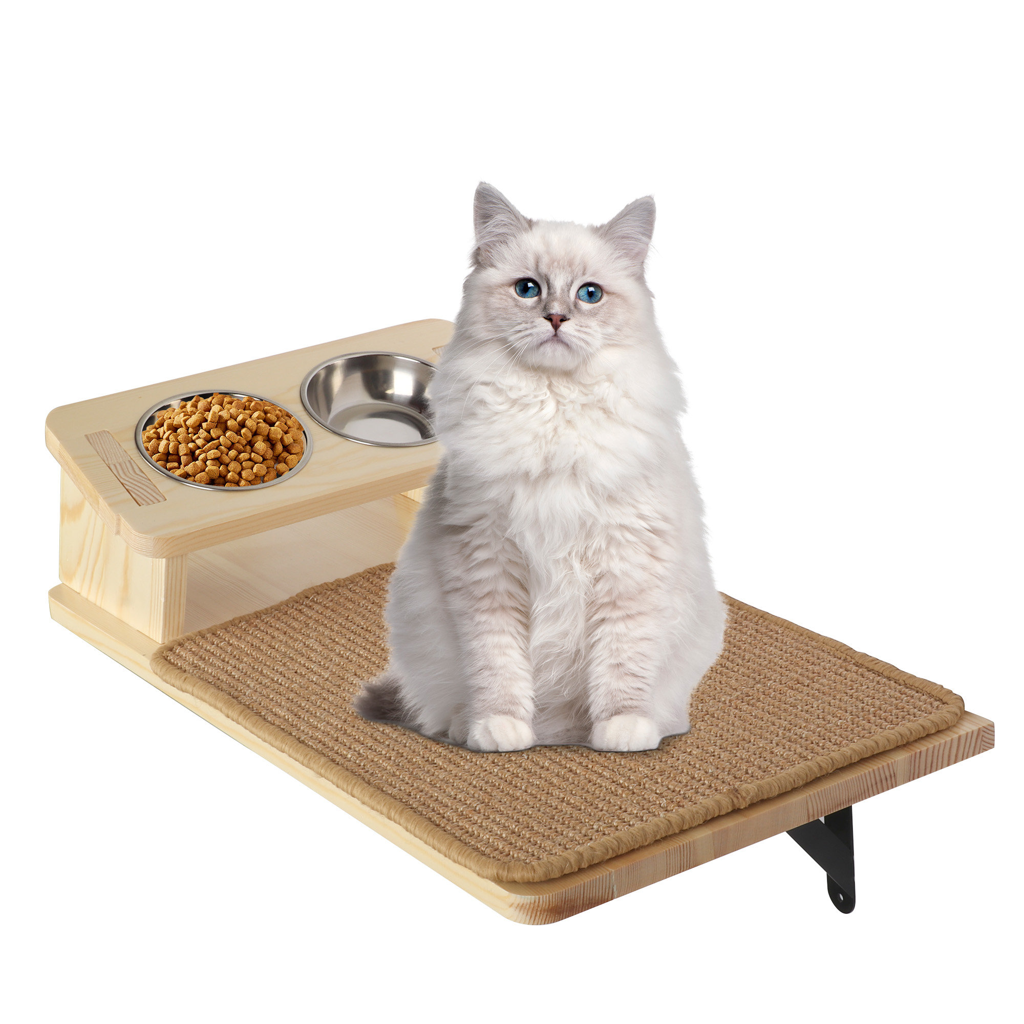 Tucker Murphy Pet™ Wall Mounted Wood Cat Perch with Feeder Bowl | Wayfair
