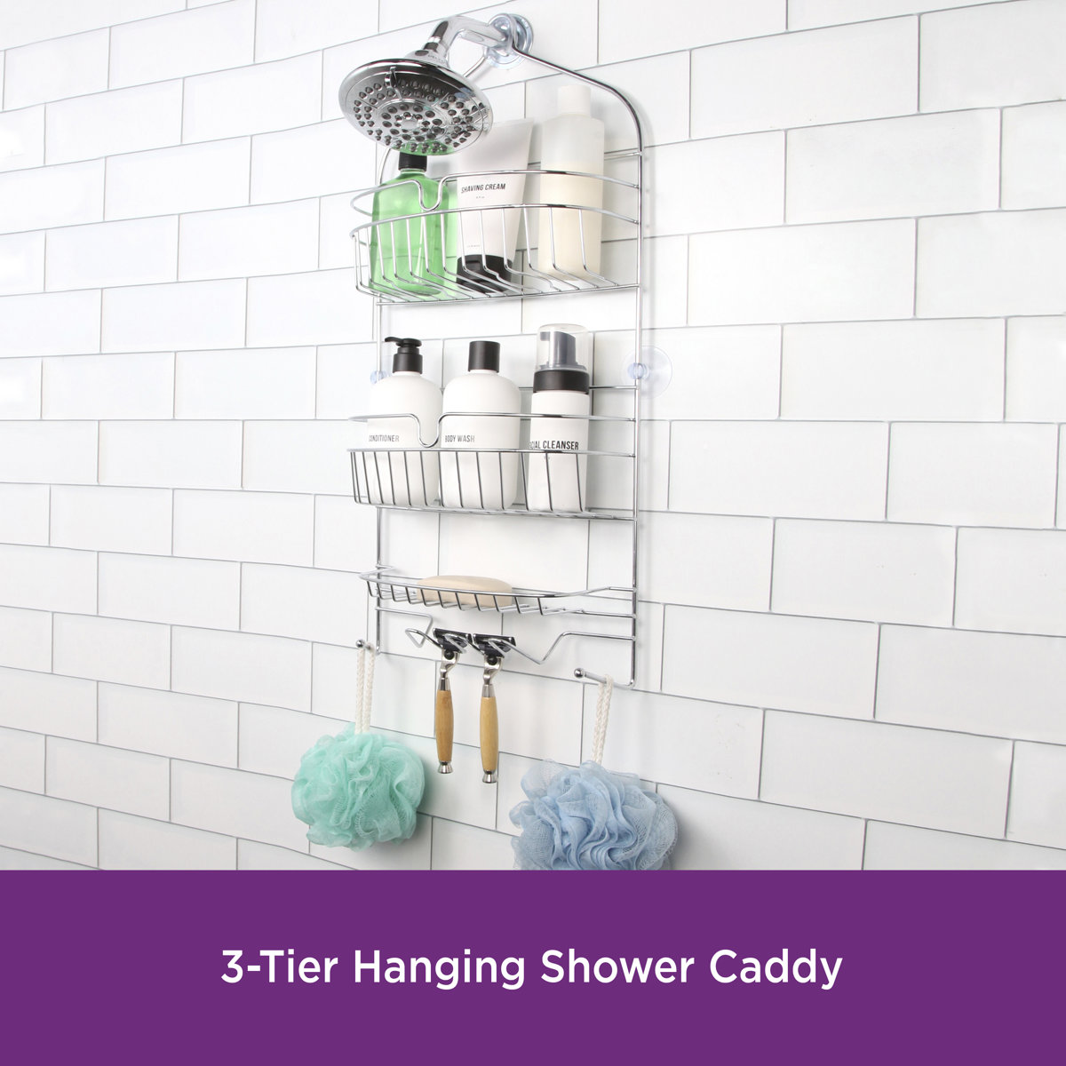 Wayfair Basics® Betio Large 3-Tier Rust-Resistant Metal Hanging Shower ...