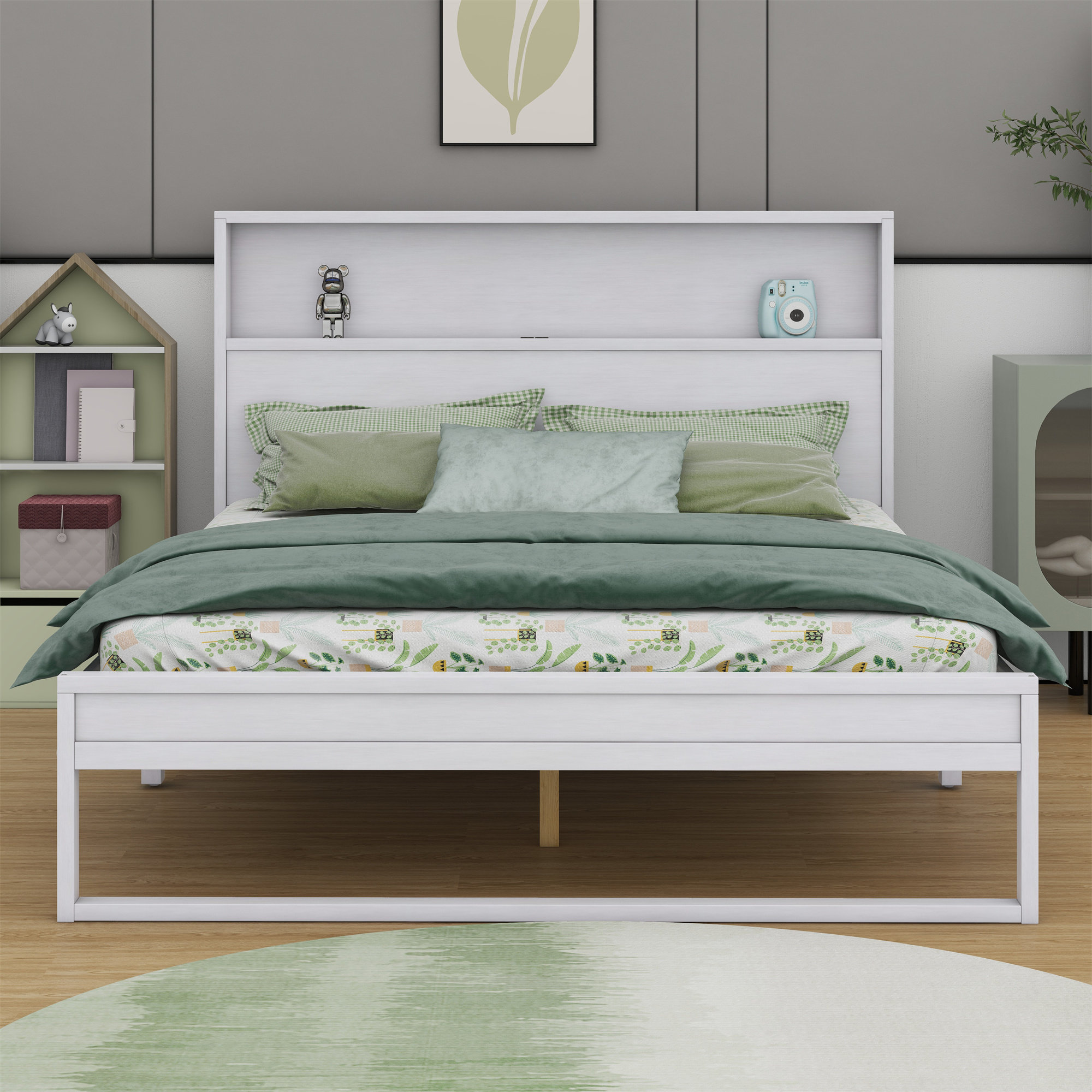 Latitude Run® Platform Bed With Storage Headboard,Sockets And USB Ports ...