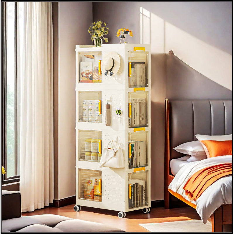 Rebrilliant 4-Tier Rolling Storage Bookcase With Wheels | Wayfair
