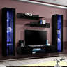 Orren Ellis Floating 100" Modern Entertainment Center with 16-Color LED ...