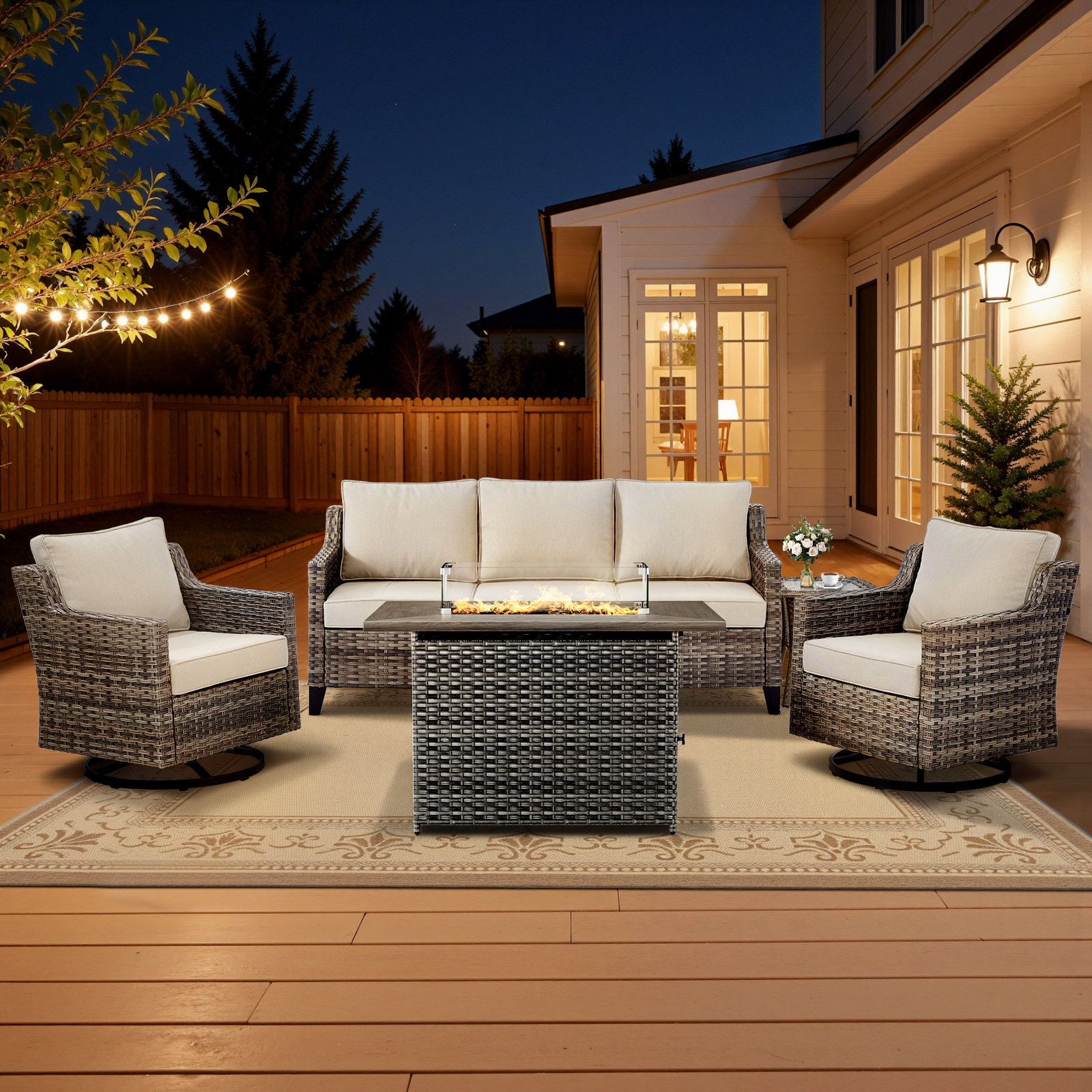 Red Barrel Studio® Arlene 5 Person Outdoor Wicker Sofa Conversation Set ...