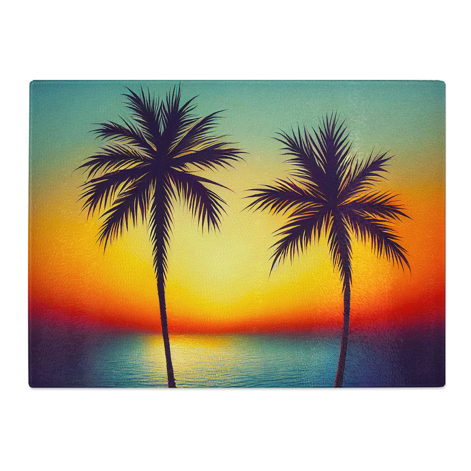 17 Stories Palm Tree Sunset Vol.5 Glass Chopping Board | Wayfair.co.uk