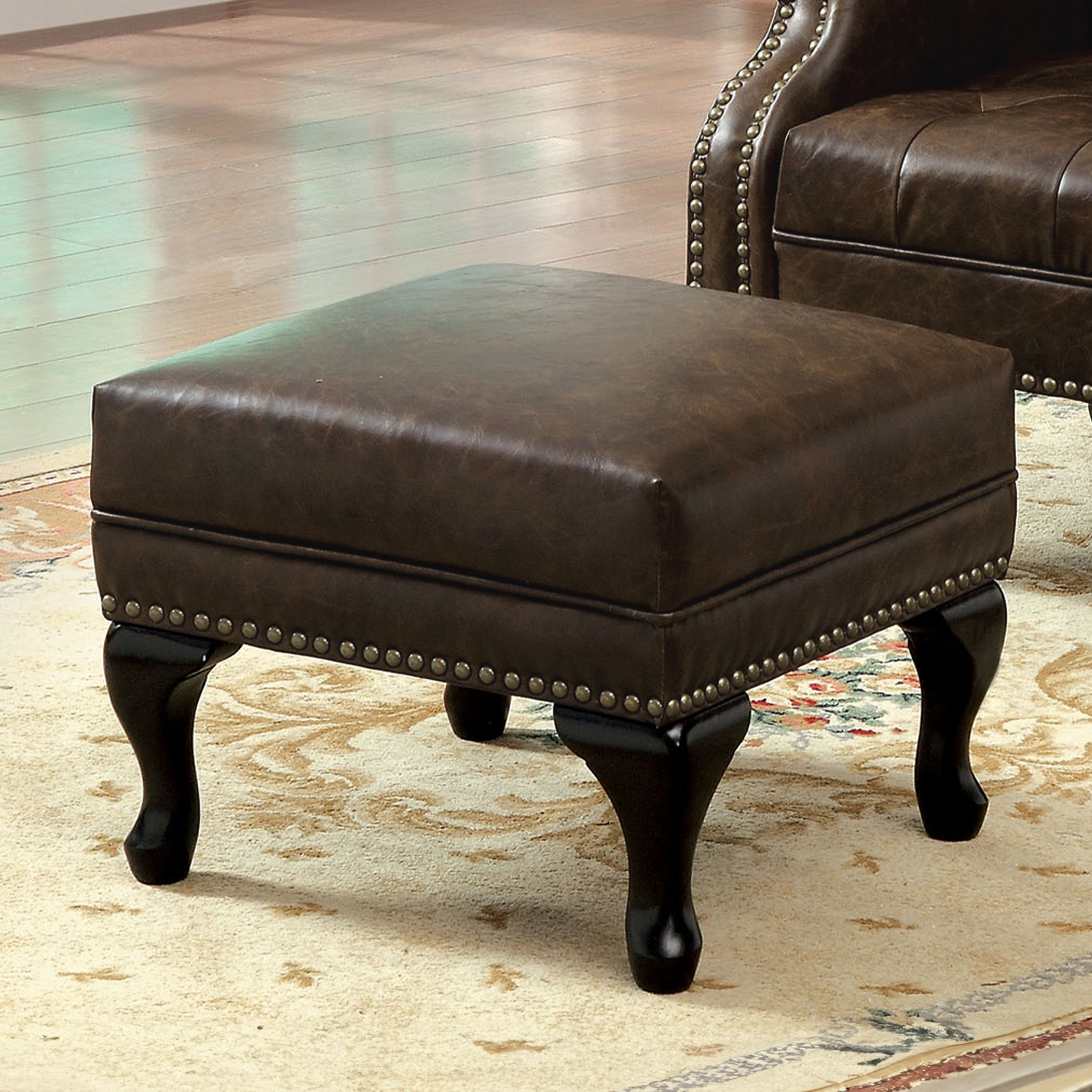 Lark Manor Repose-pieds carré en similicuir de 20 po Angil et ...