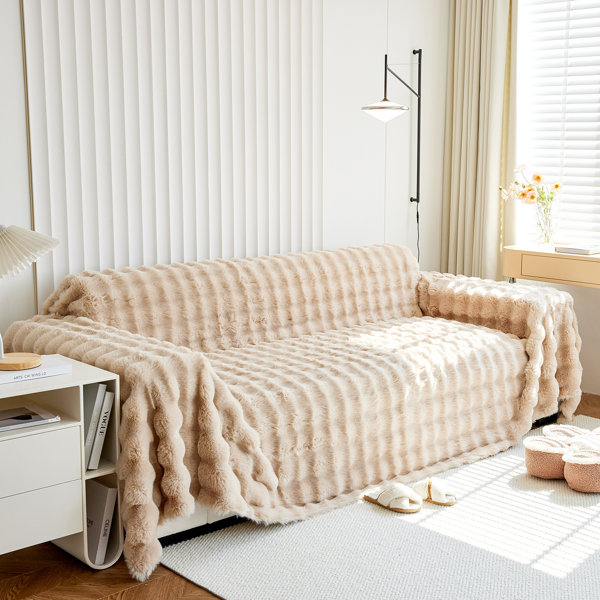 Rebrilliant 1-Piece Faux Fur Box Cushion Slipcover | Wayfair