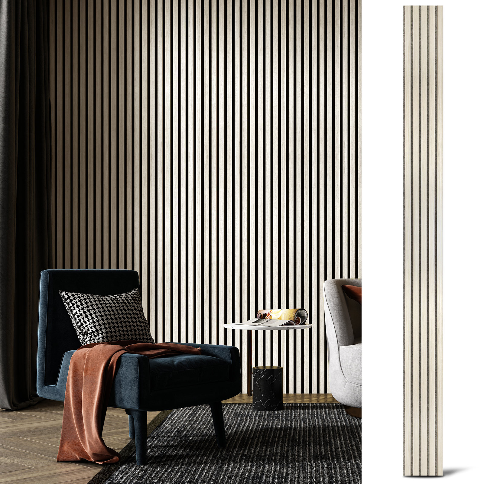Art3d 4pc x 94.5'' x 7.9'' Wood Slat Acoustic Panels, MDF 3D Decorative ...