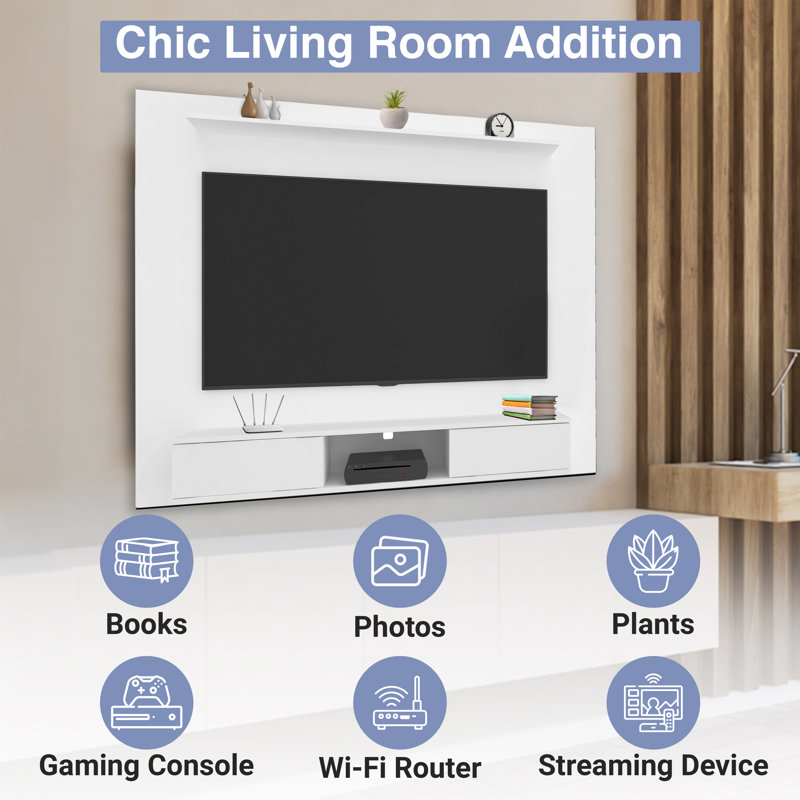 Ebern Designs Melisandra Multi Storage Wall for 65 inch TVs, Floating ...