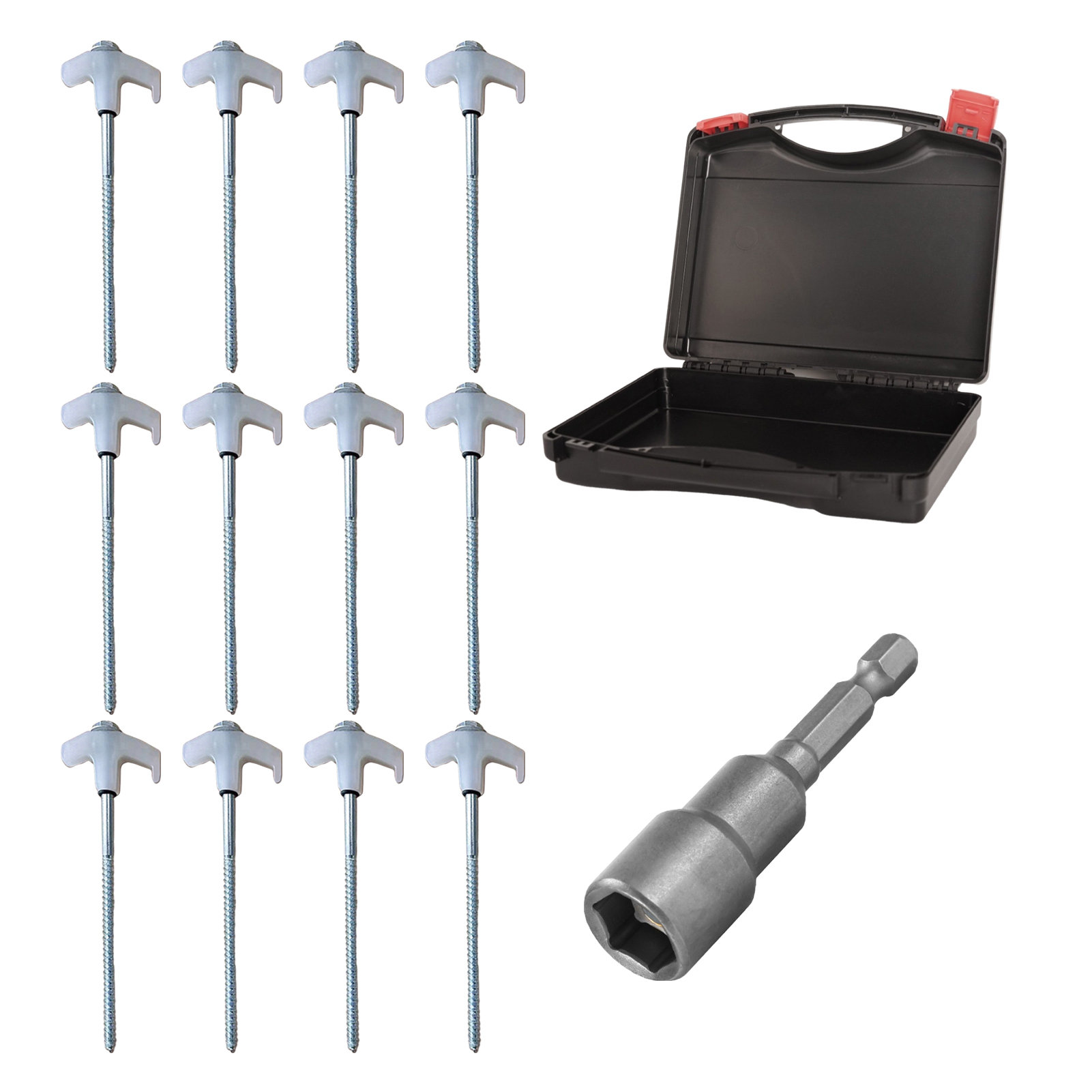 Ebern Designs 12 Pcs Tent Stakes with Hexagonal Sleeves And Storage Box ...