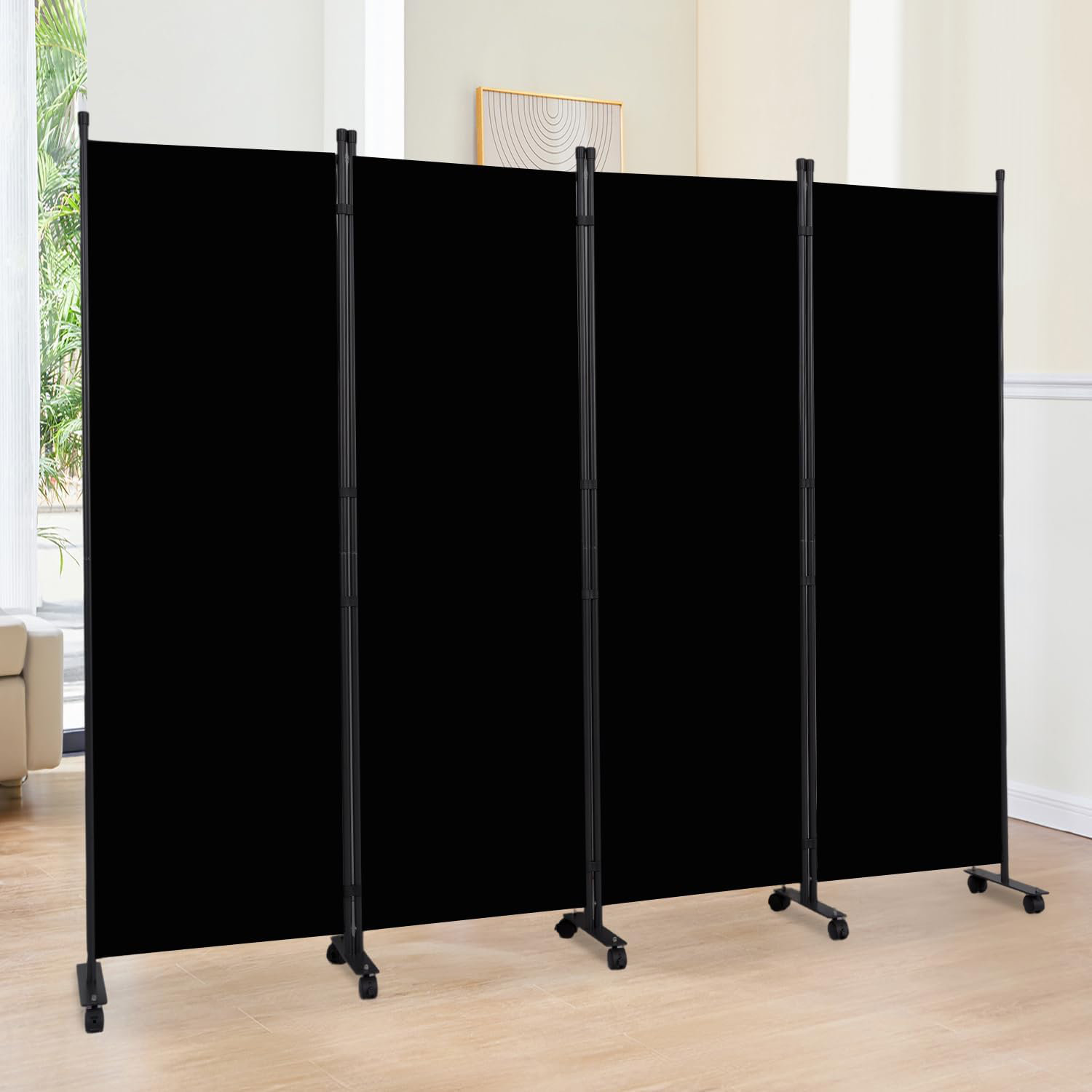 DANTUL 6FT Room Partition With Lockable Wheels,4 Panel (Thicked Metal ...