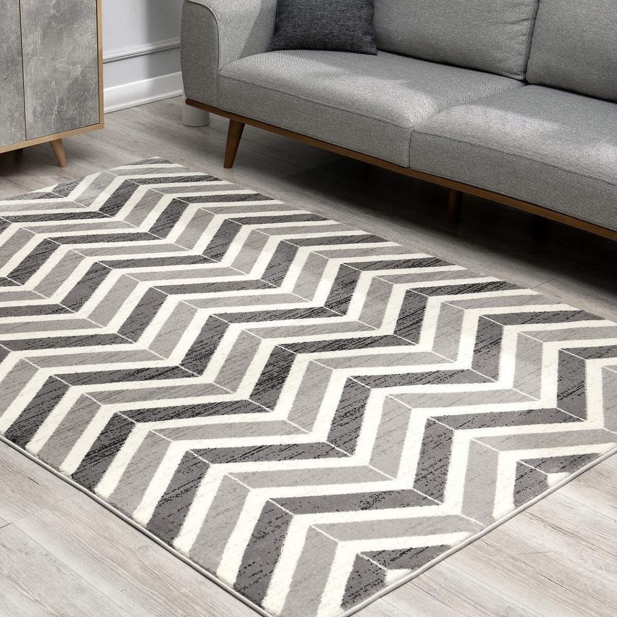Corrigan Studio® Gray Distressed Chevron Rug | Wayfair