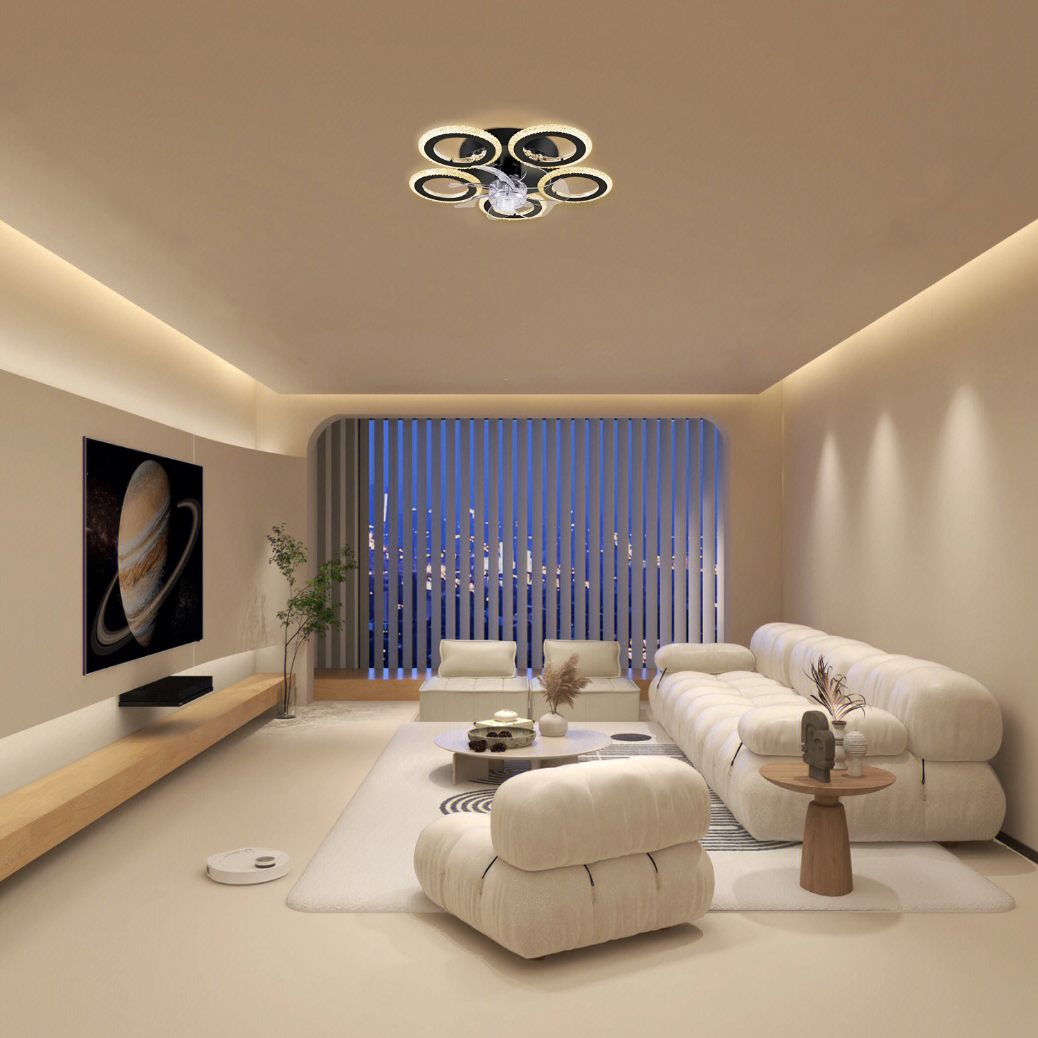 Wrought Studio Latasha Modern Flush Mount Ceiling Fan with Dimmable LED Light Kit, RC ...