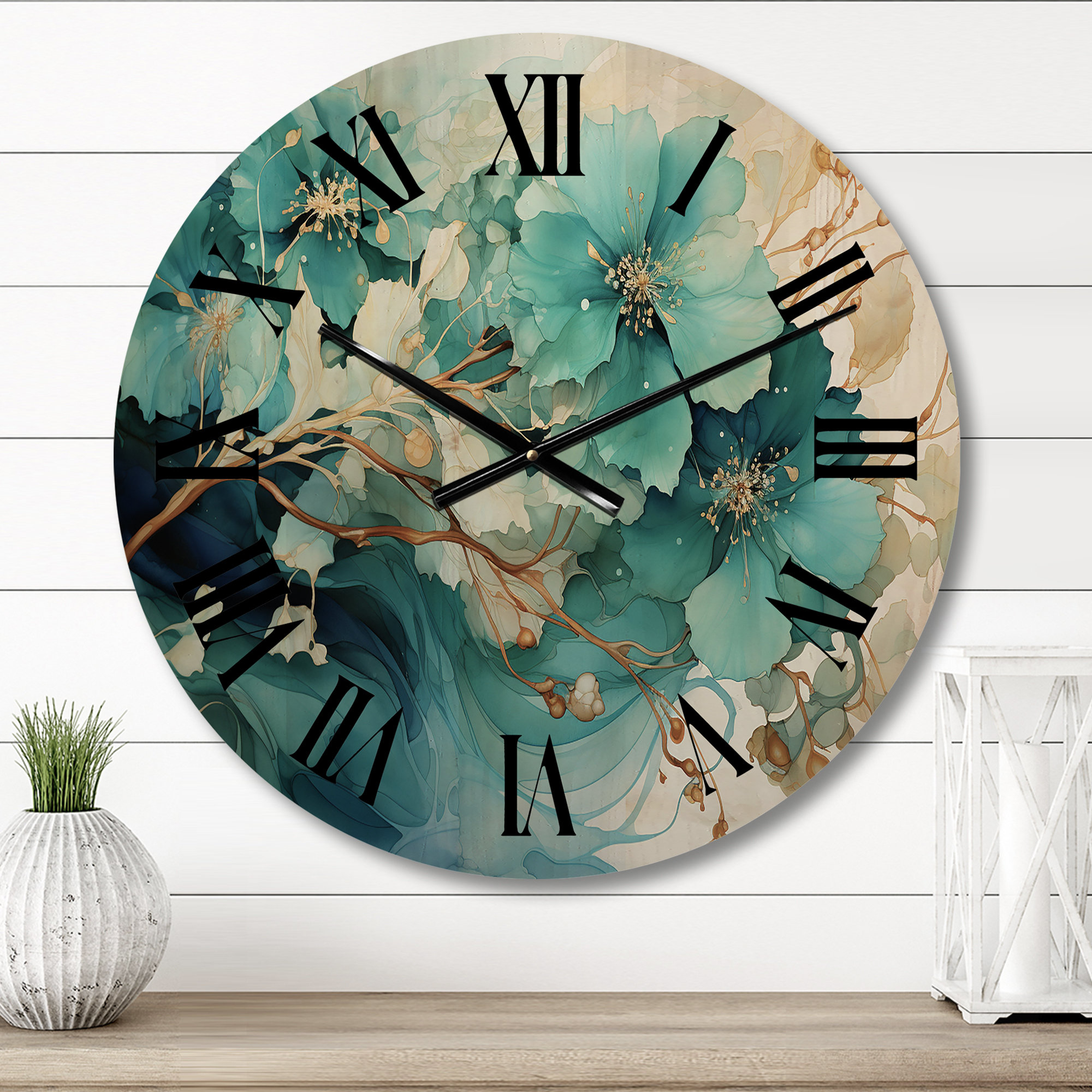 East Urban Home Teal Gold Abstract Fractal Mystic Mirage I - Modern ...