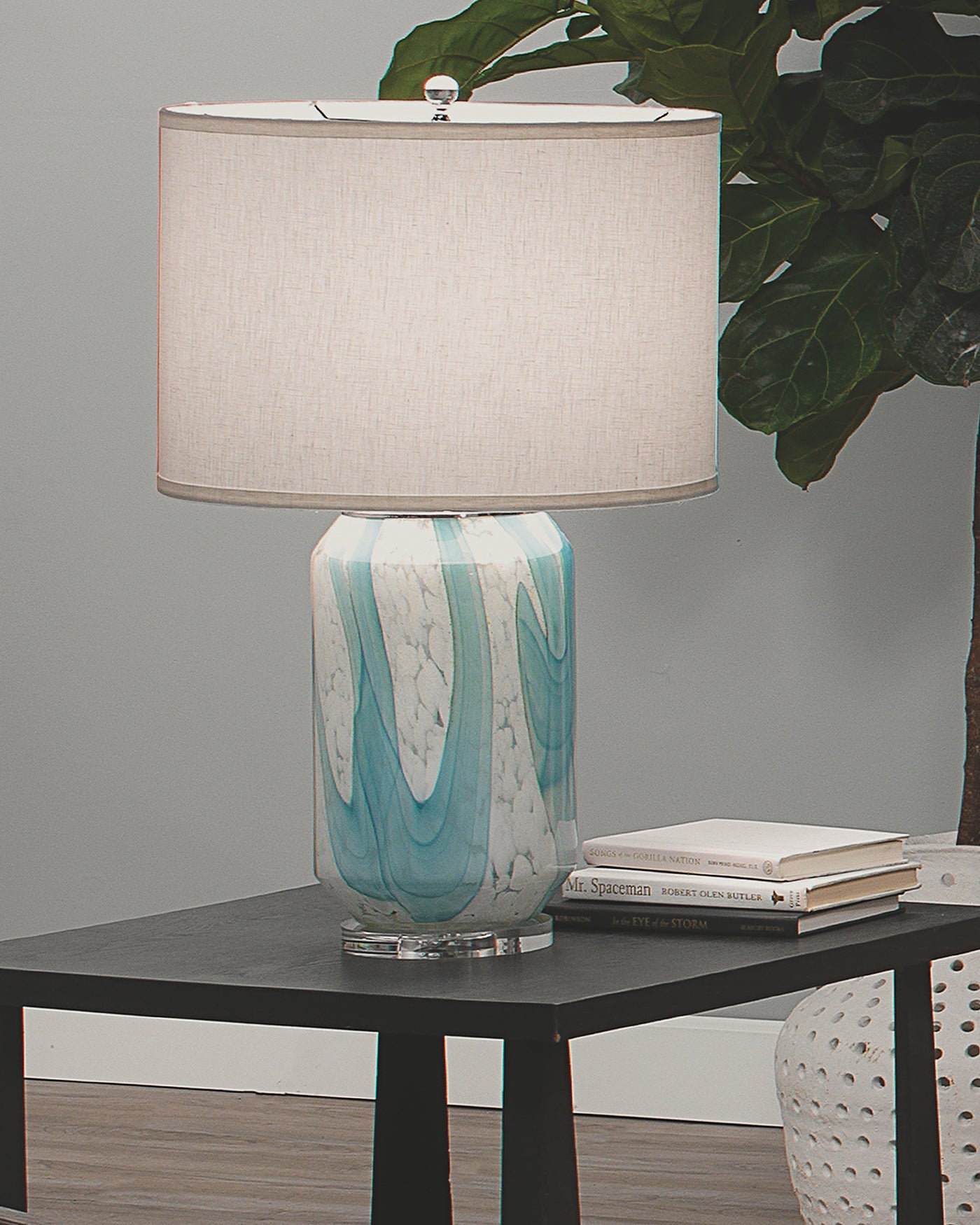 Jamie Young Company Helen Table Lamp in Pale Blue Glass with Classic ...