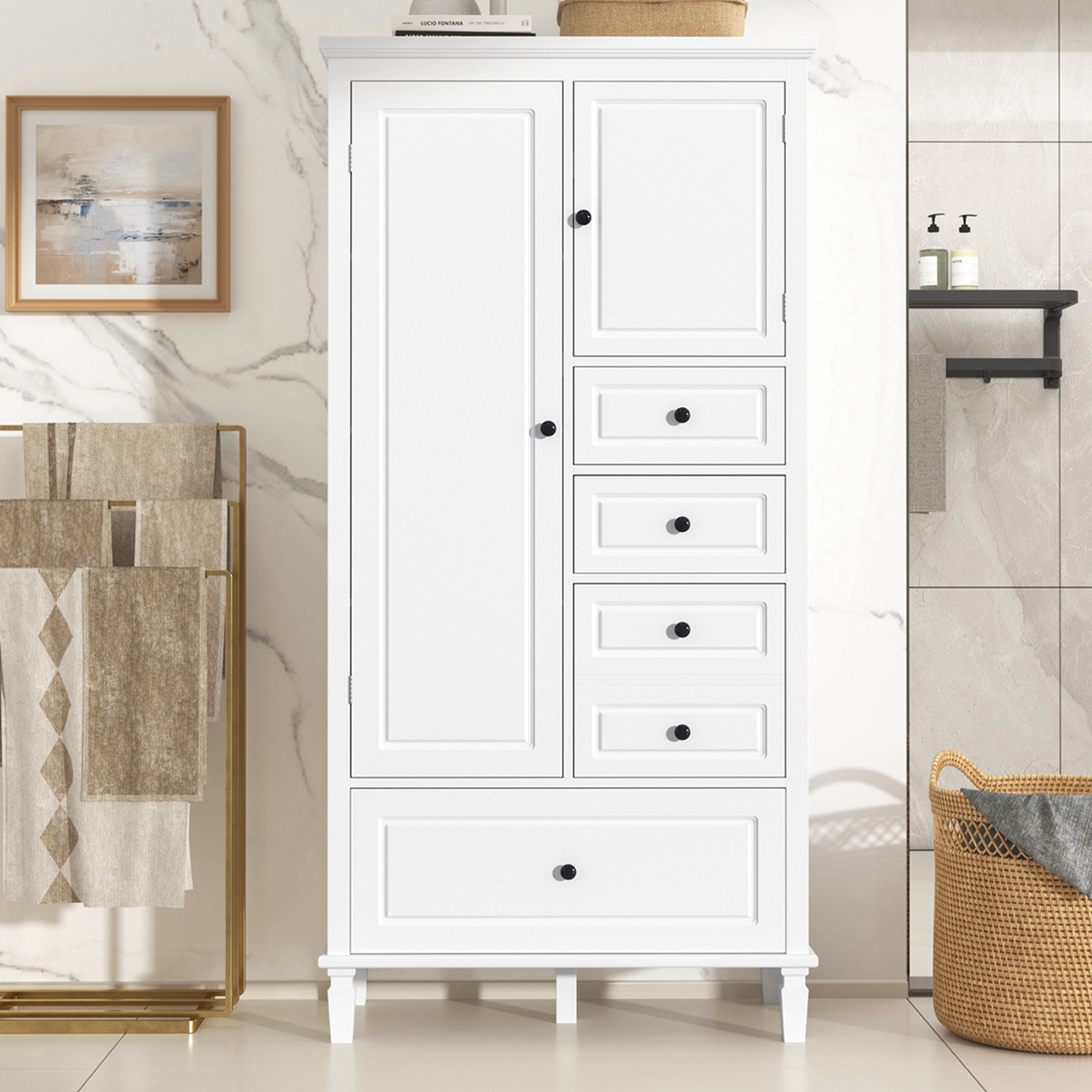 Red Barrel Studio® Tall Bathroom Storage Cabinet With Adjustable Shelf ...