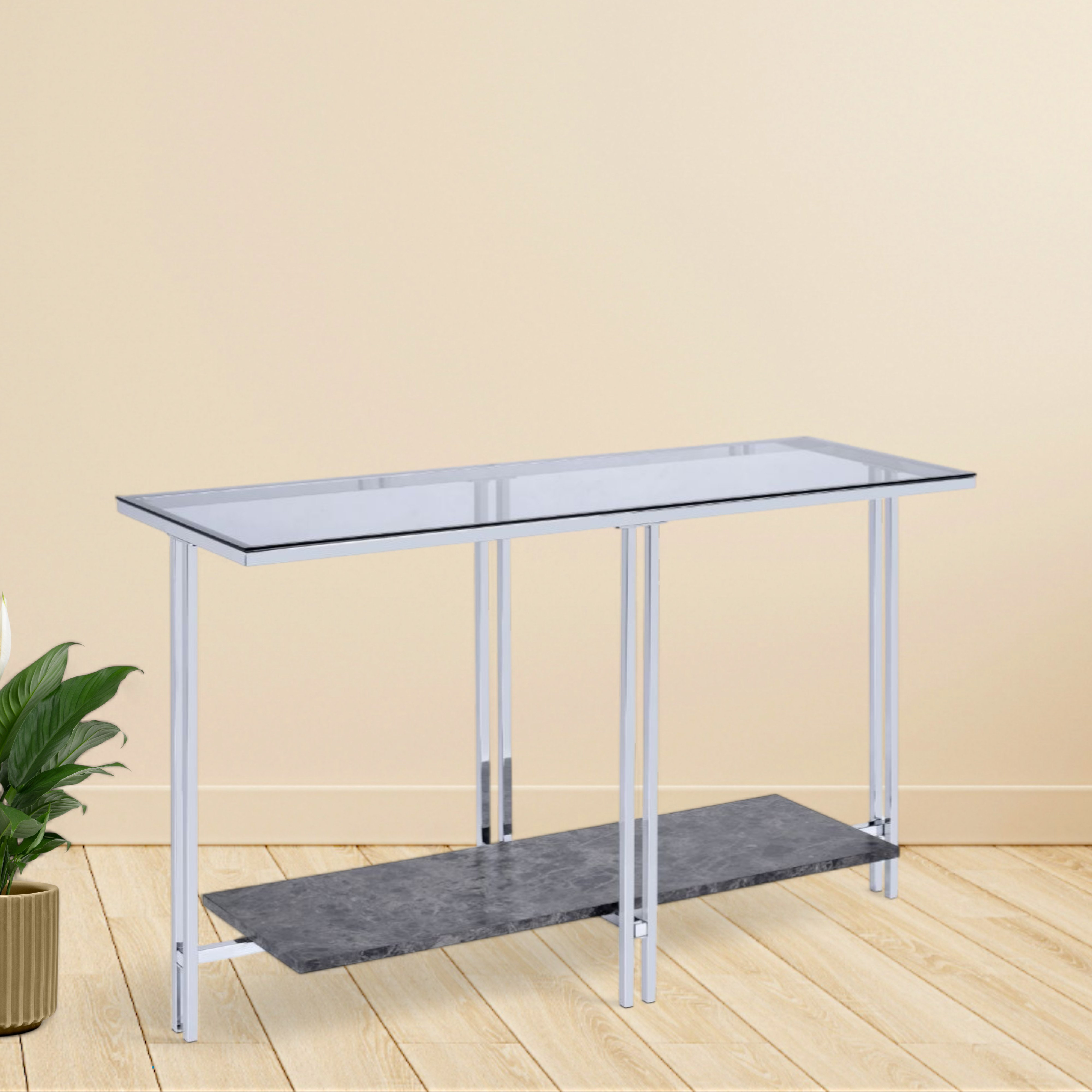 Ivy Bronx Belham Sofa Table, Chrome & Glass - Wayfair Canada