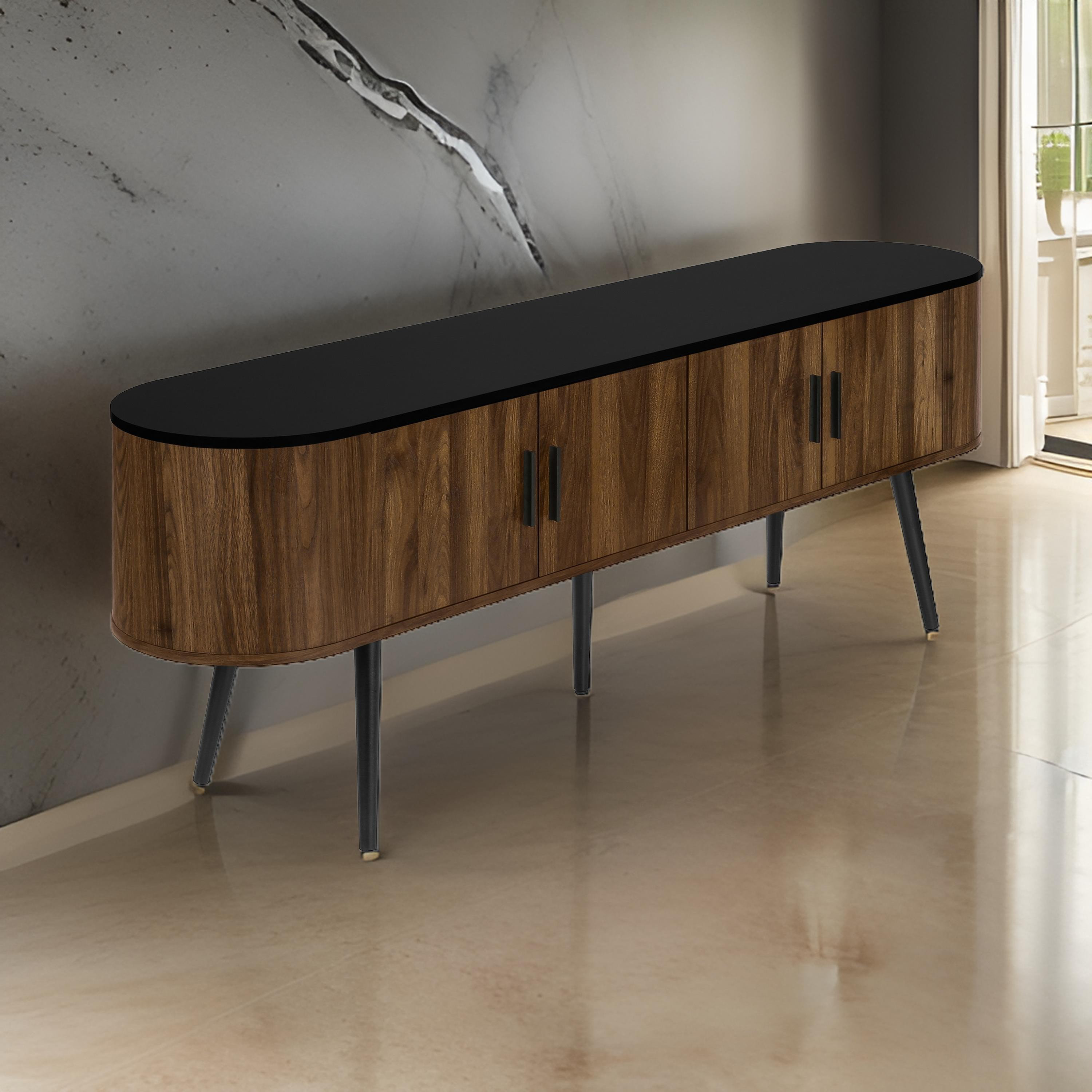 Benjara TV Media Entertainment Console, 71 Inch Oblong, Brown Laminate ...