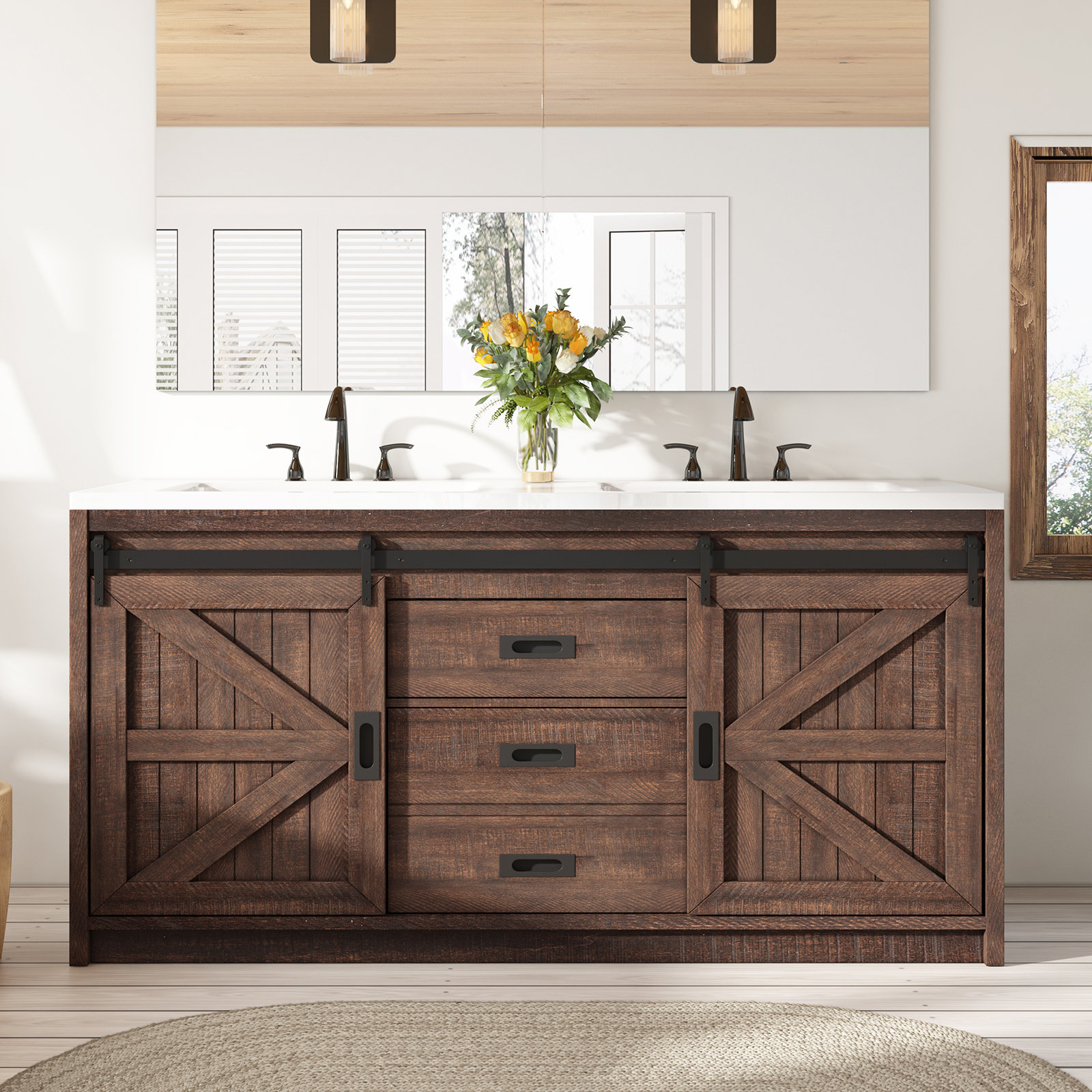 August Grove® Chimira 60" Double Sink Bathroom Vanity With Sink Combo ...