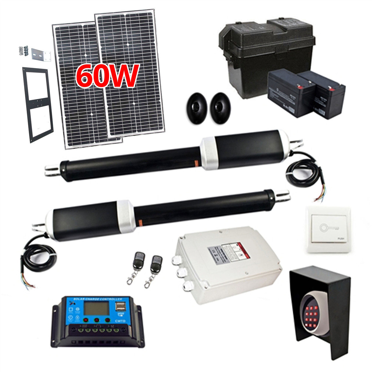 ALEKO Dual Swing Gate Operator - GG1300/AS1300 AC/DC - Solar Kit 60W ...