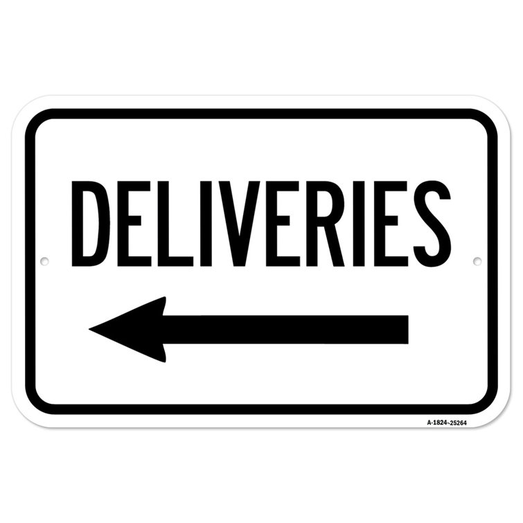 SignMission Deliveries With Left Arrow | 18" x 24" Heavy-Gauge Aluminum ...