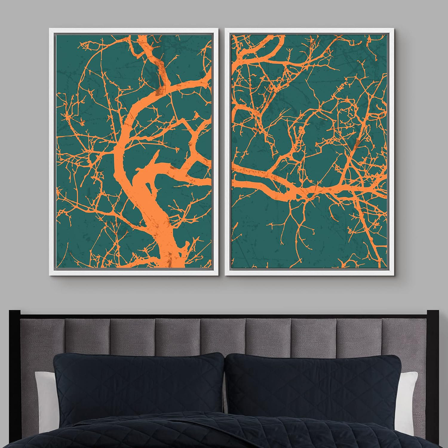 IDEA4WALL Minimal Botanical Textured Orange Tree Silhouette on ...