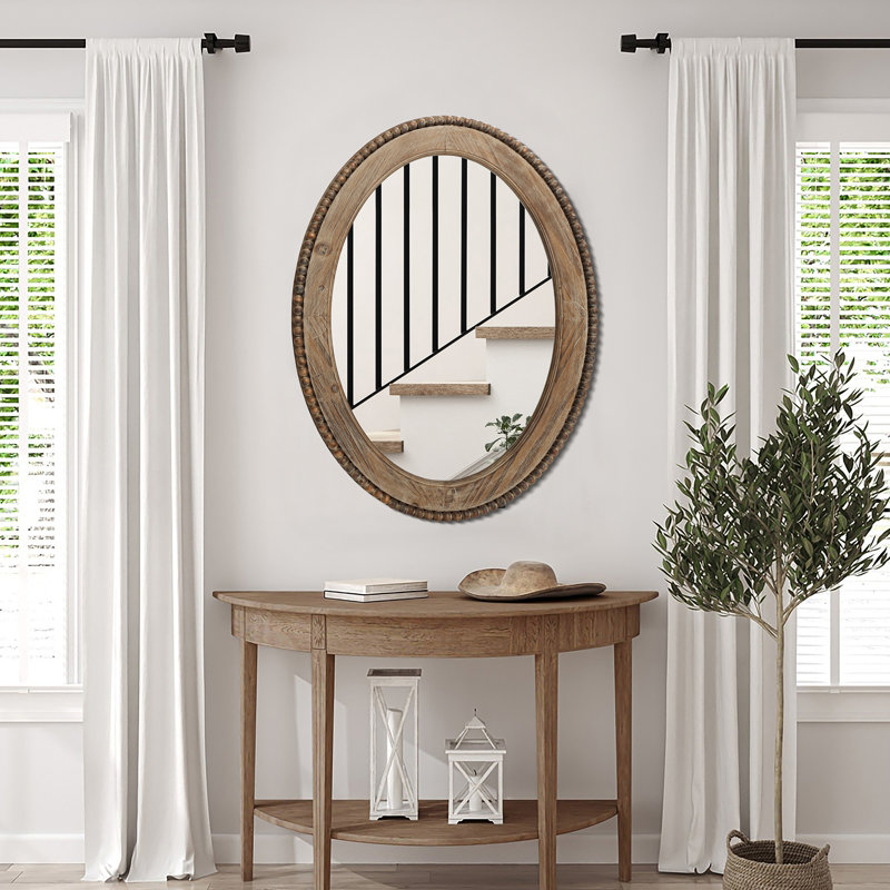 Dakota Fields Lynwood Farmhouse Wood Oval Wall Mirror & Reviews | Wayfair