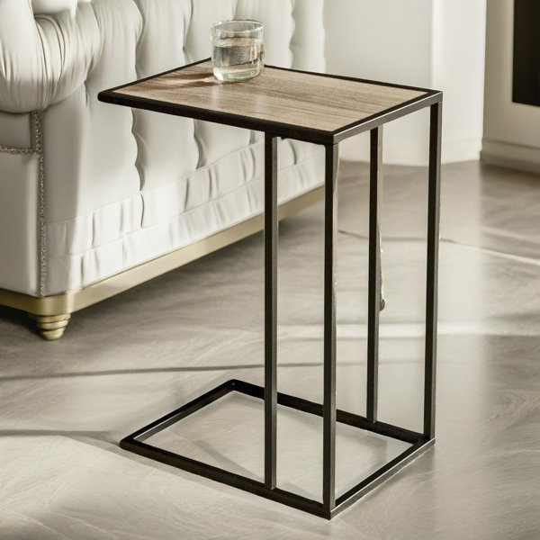 FURNOLD C Shaped Side Table with Metal Frame, End Sofa Accent Table ...