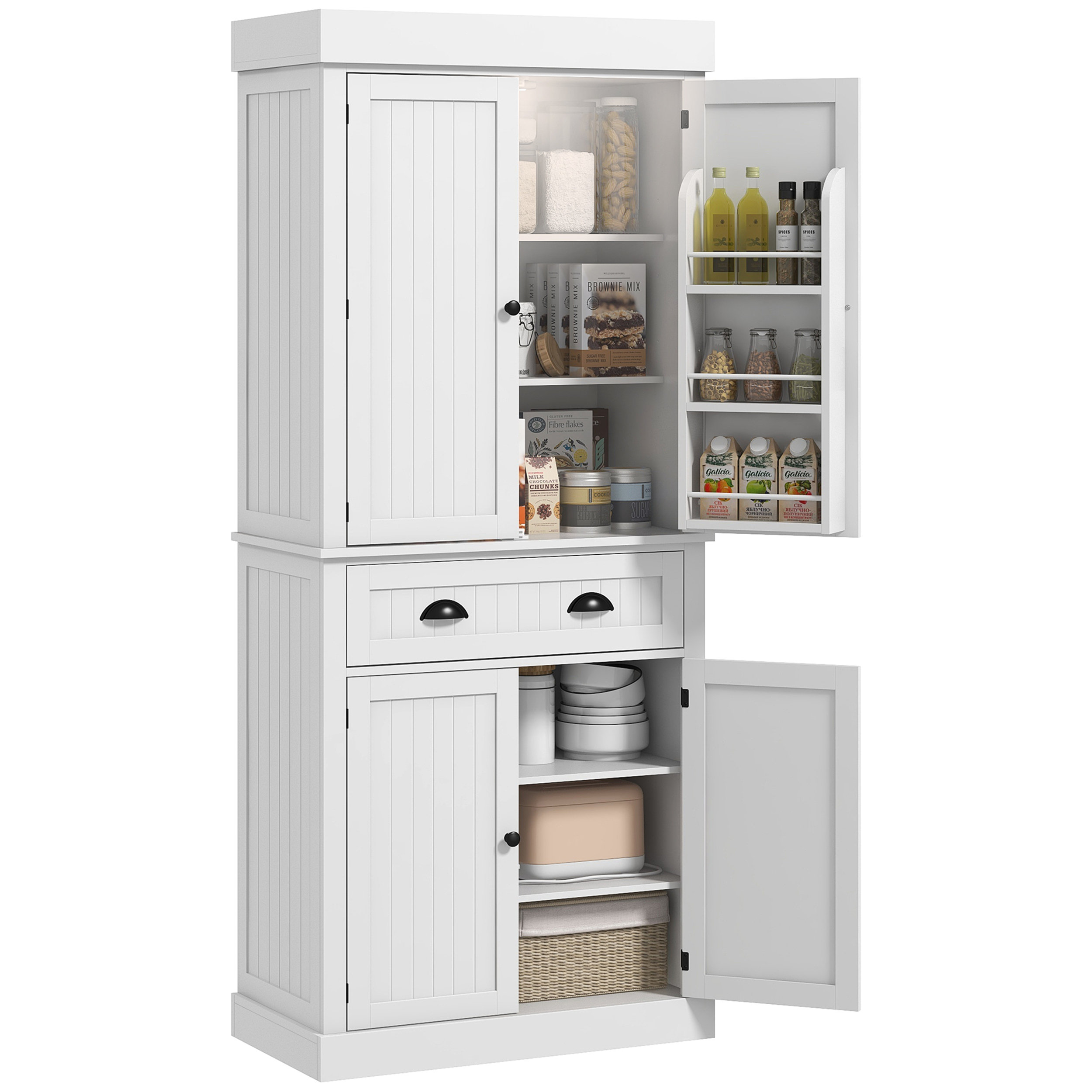 Latitude Run® HOMCOM 71" Kitchen Pantry Cabinet with Motion Sensor ...