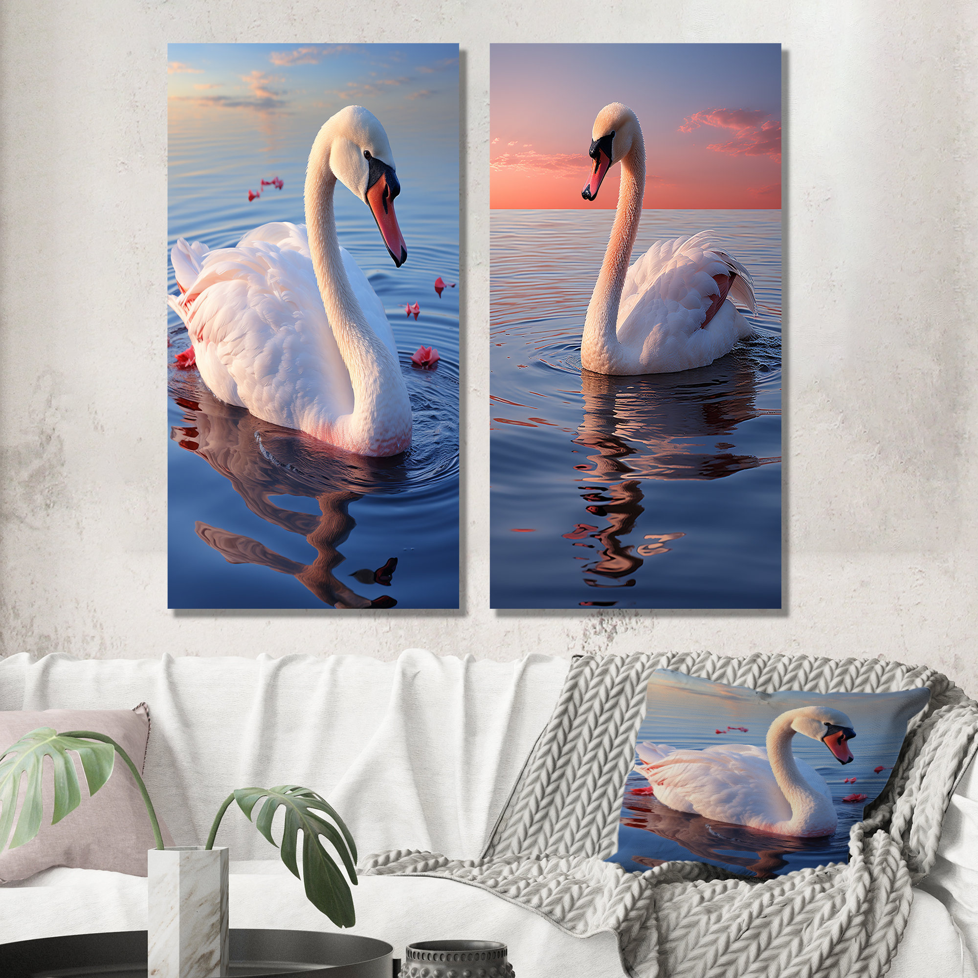 Latitude Run® Swans Serenity Photo - Swans Metal Wall Art Living Room ...